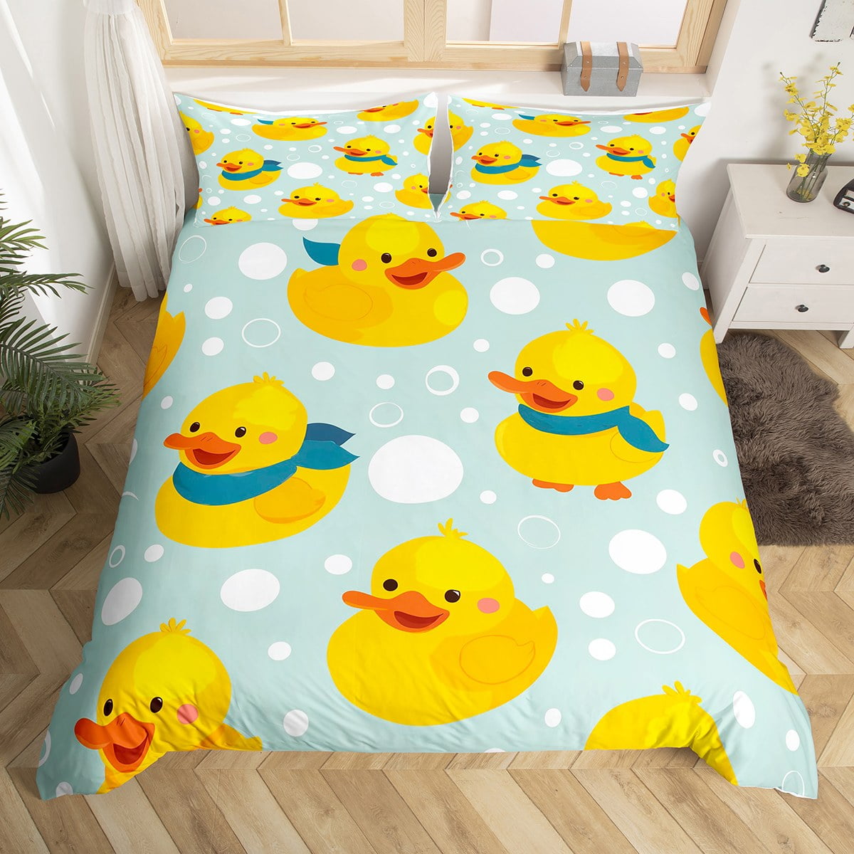 YST Kawaii Duck Comforter Cover Cute Animal Full Size Cartoon Hand ...