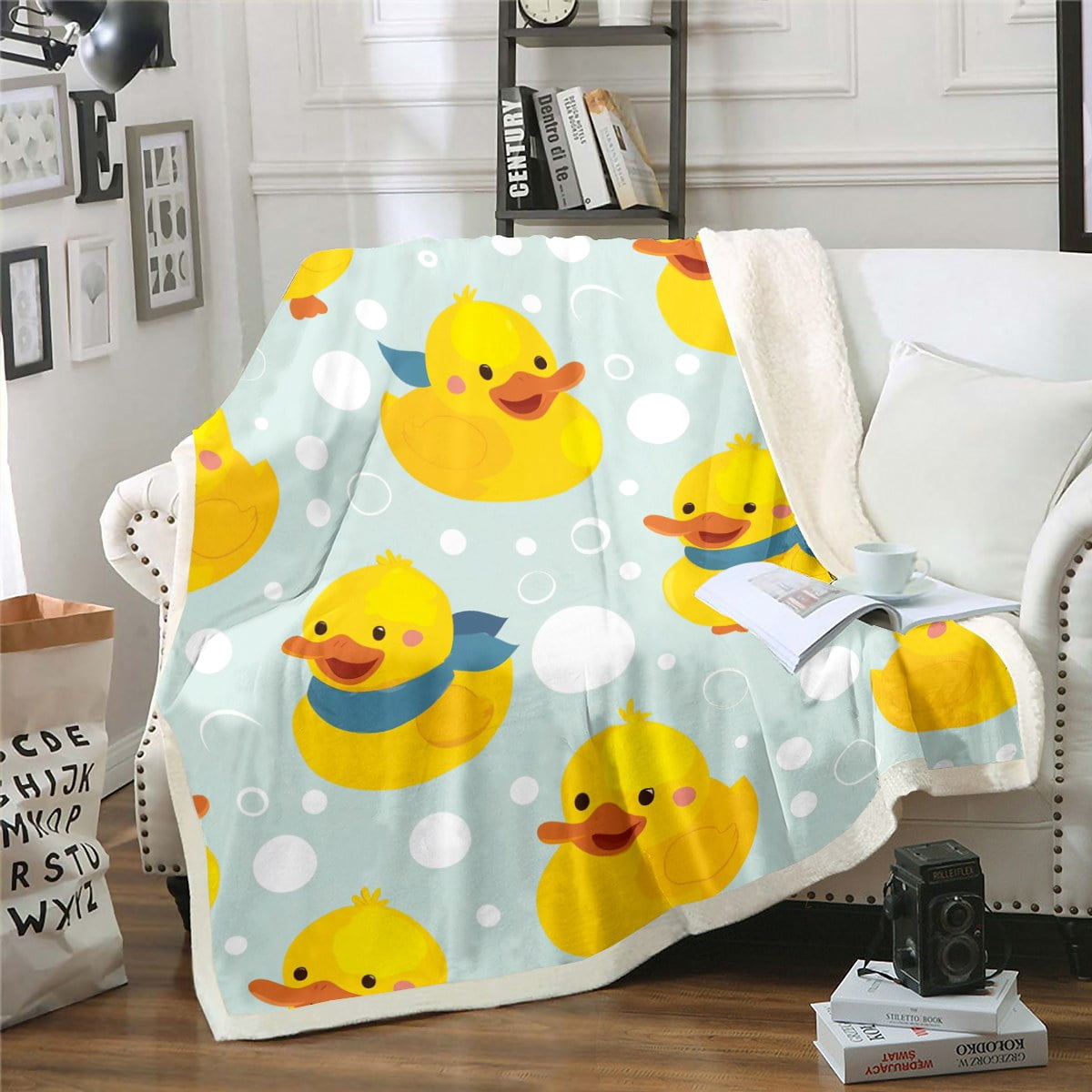 Kawaii Duck Fleece Blanket Twin Cute Animal Sherpa Blanket Cartoon Hand ...