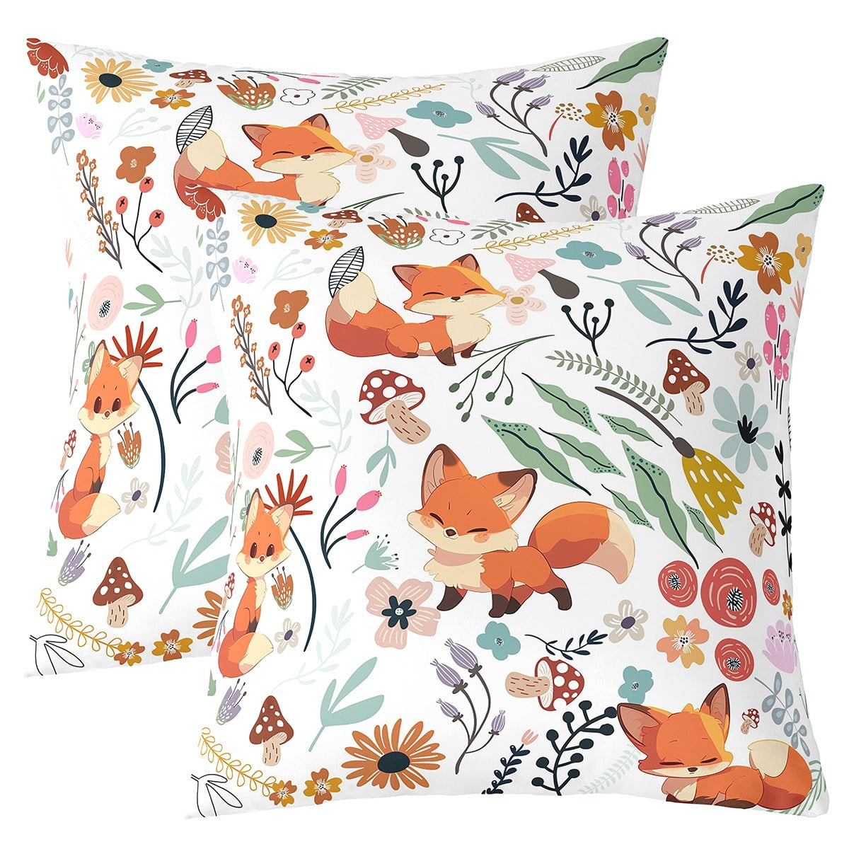 YST Kawaii Fox Throw Pillow Covers Pack of 2 for Adult,Woodland Animal ...