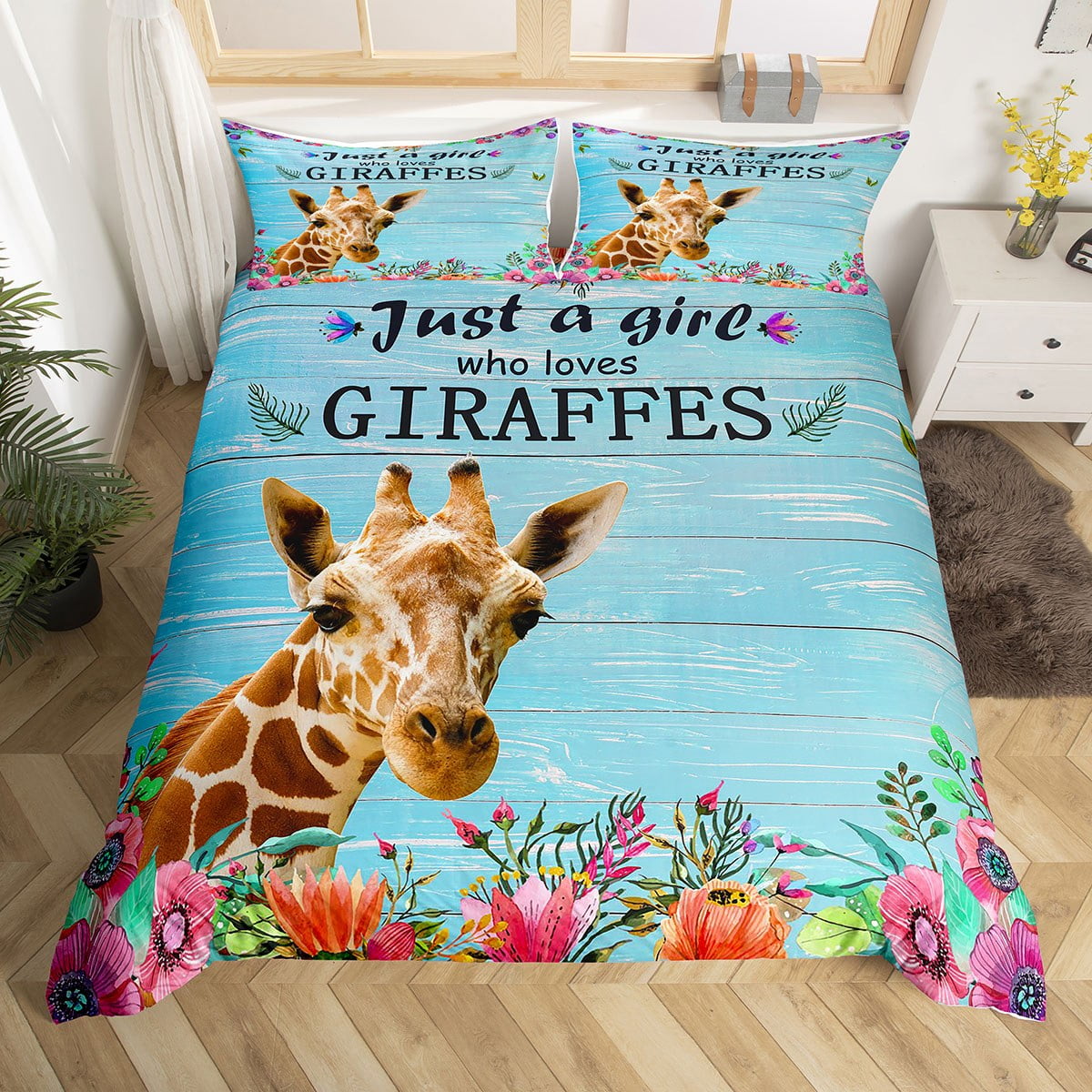 Erosebridal Kawaii Giraffe Comforter Cover Farm Animal Bed Sets, Red ...