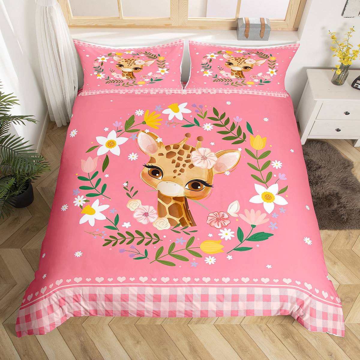 Erosebridal Kawaii Giraffe Duvet Cover Twin Cartoon Animal Bedding Set ...