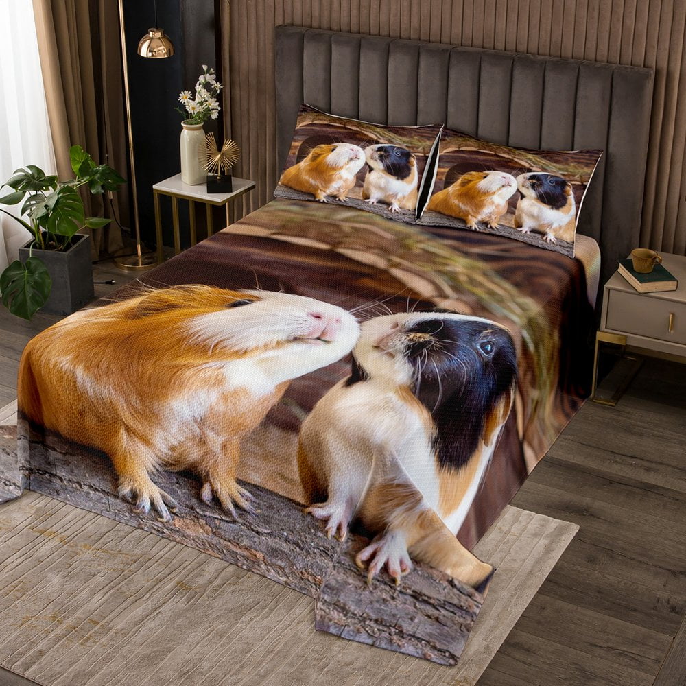YST Kawaii Guinea Pig Bedspread King Size Boys Girls 3D Pet Quilt Set ...