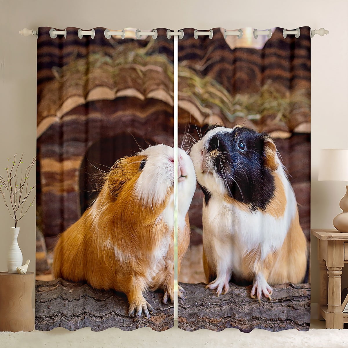 YST Kawaii Guinea Pig Blackout Curtains Boys Girls 3D Pet Curtains ...