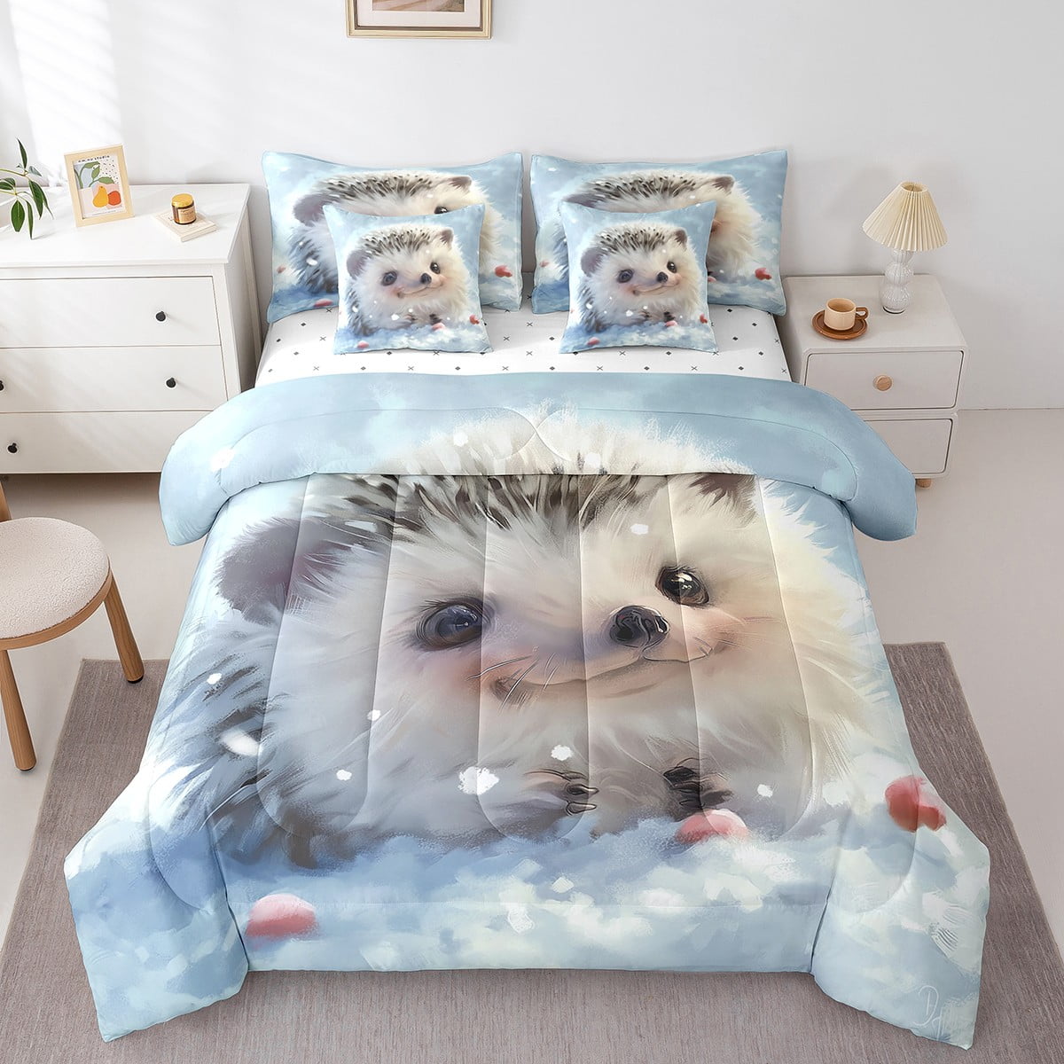 YST Kawaii Hedgehog Bed In A Bag 7-Piece For Kids Boys Girls Wild ...