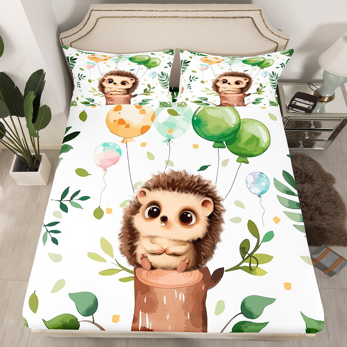 YST Kawaii Hedgehog Bedding Set Cute Hedgehog Bed Sheets Queen Cartoon ...