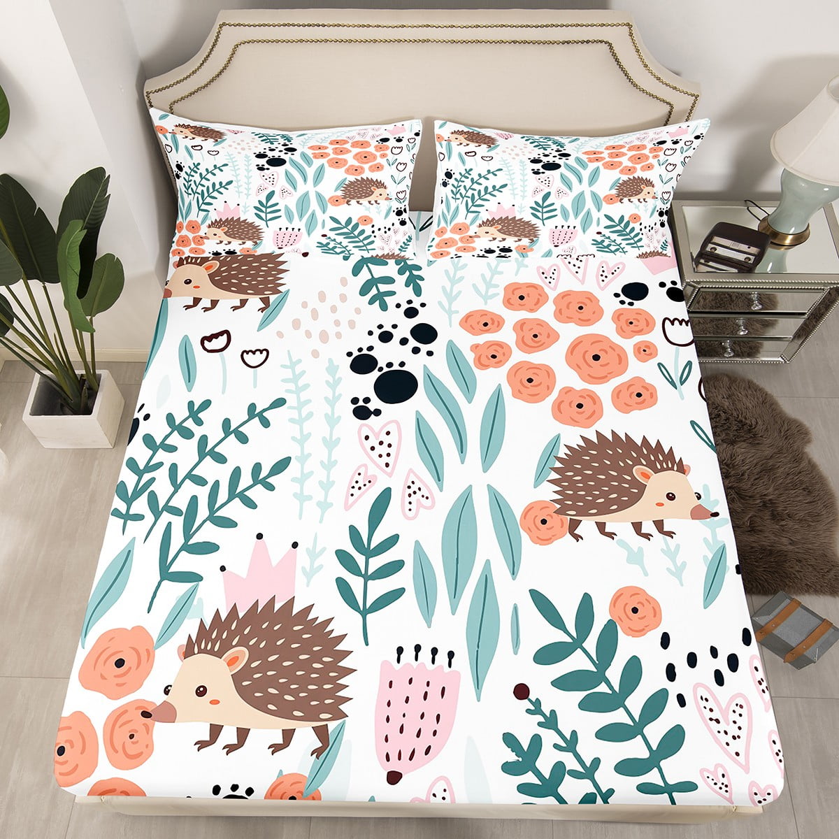 YST Kawaii Hedgehog Fitted Sheet Twin,Cartoon Hedgehog Bedding Set Boys ...