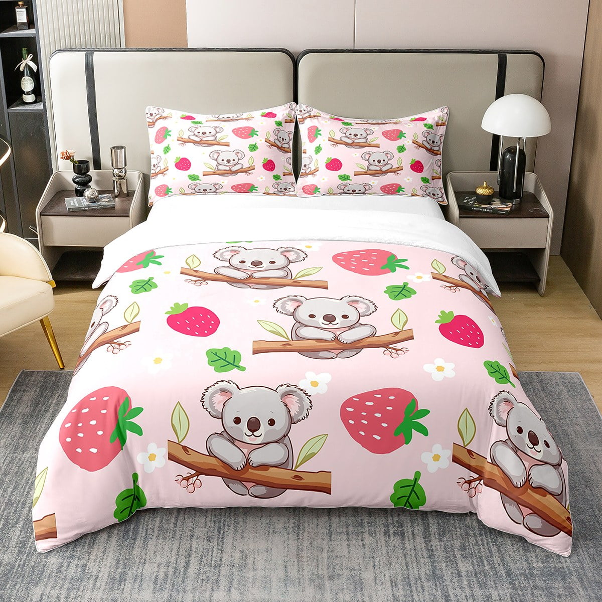 YST Kawaii Koala 100% Organic Cotton Duvet Cover for Kids,Cartoon ...