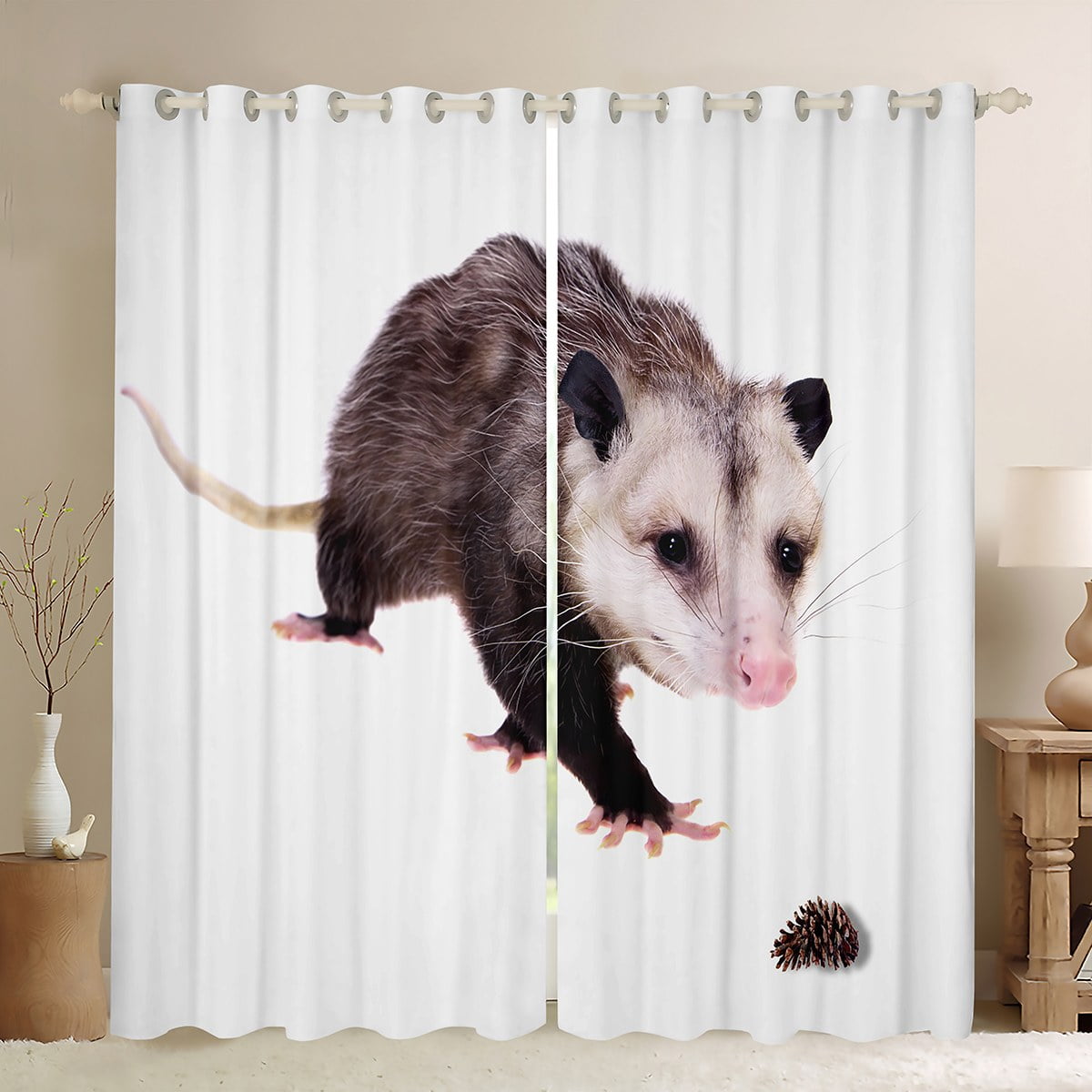 Kawaii Opossum Curtains Cute Animal Curtains & Drapes, Brown Pinecone ...