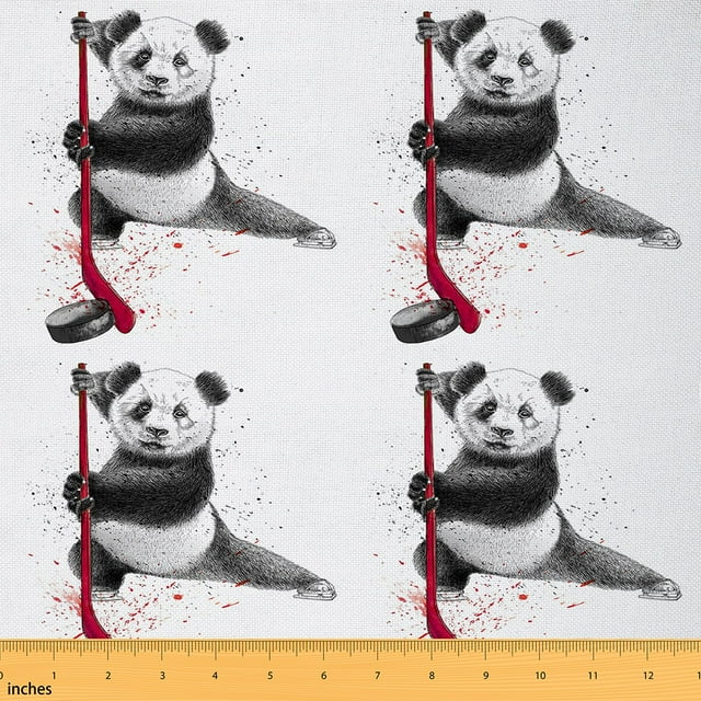 YST Kawaii Panda Fabric by The Yard,Ice Hockey Panda Upholstery Fabric ...