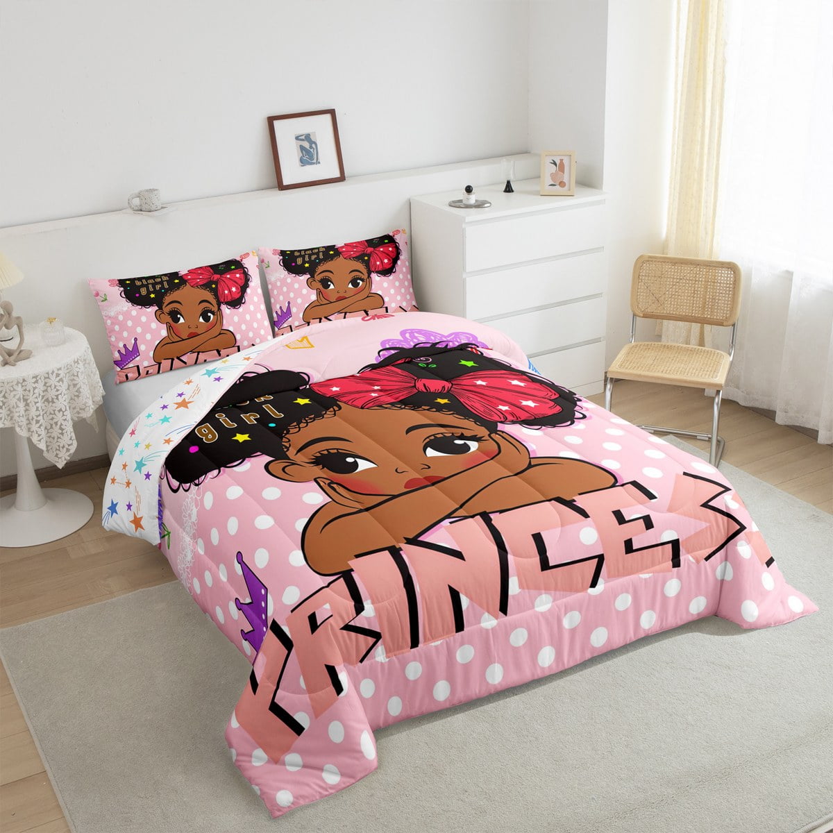Kawaii Princess Bedding Set King Black Magical King Comforter, Lovely ...