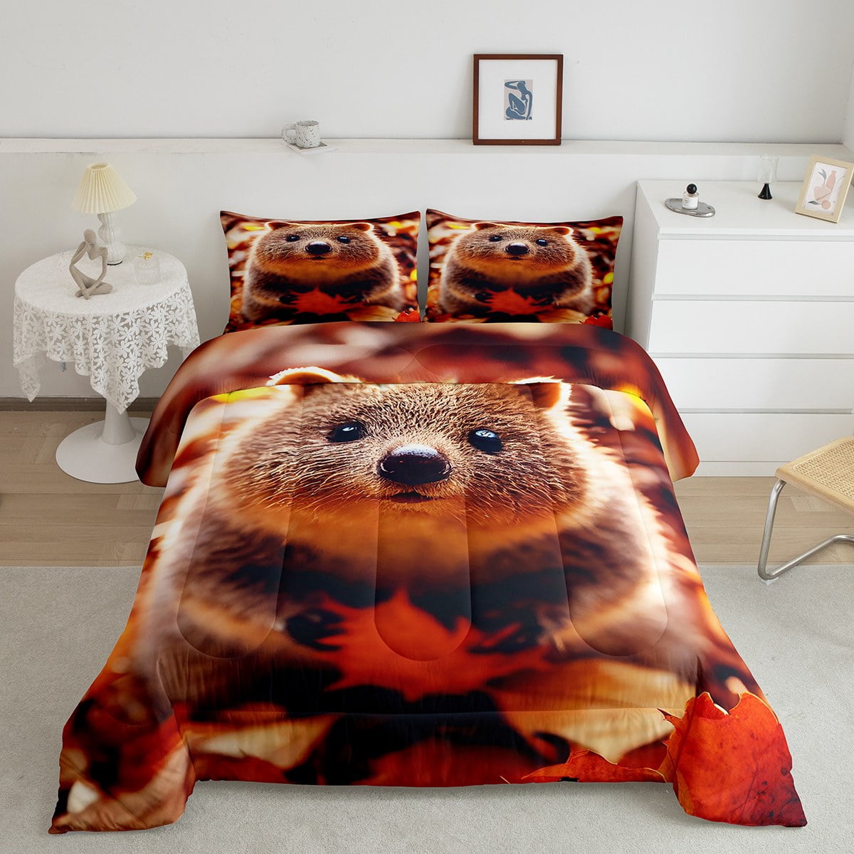 YST Kawaii Quokka Comforter King Autumn Theme Bedding Set, Fallen ...