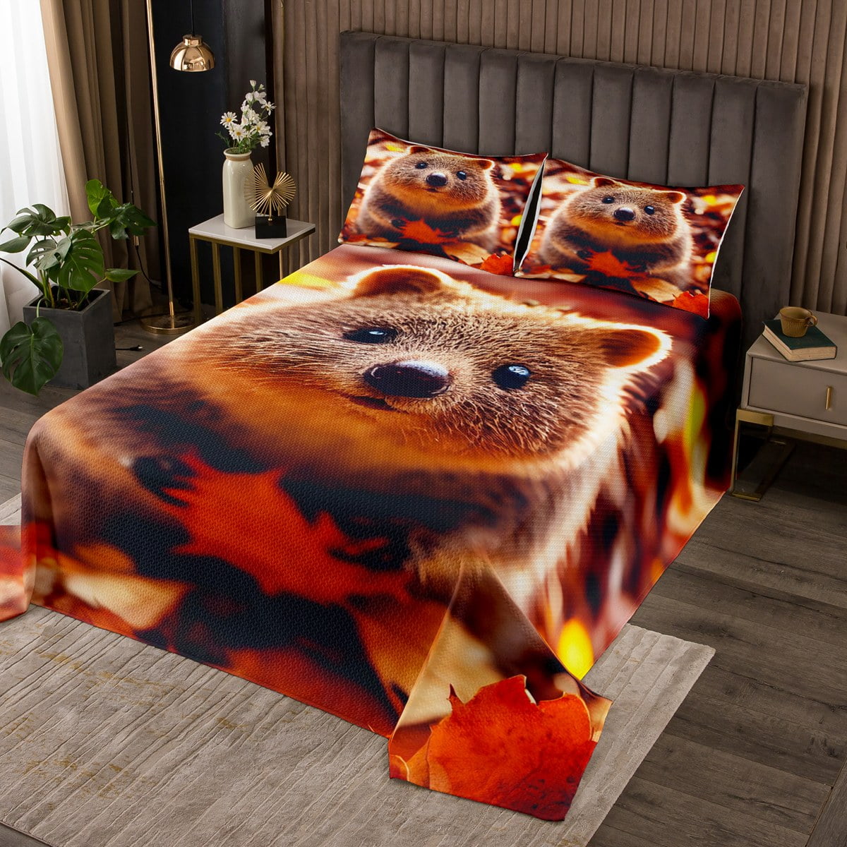 Erosebridal Kawaii Quokka King Quilt Set Autumn Theme Coverlet Set ...