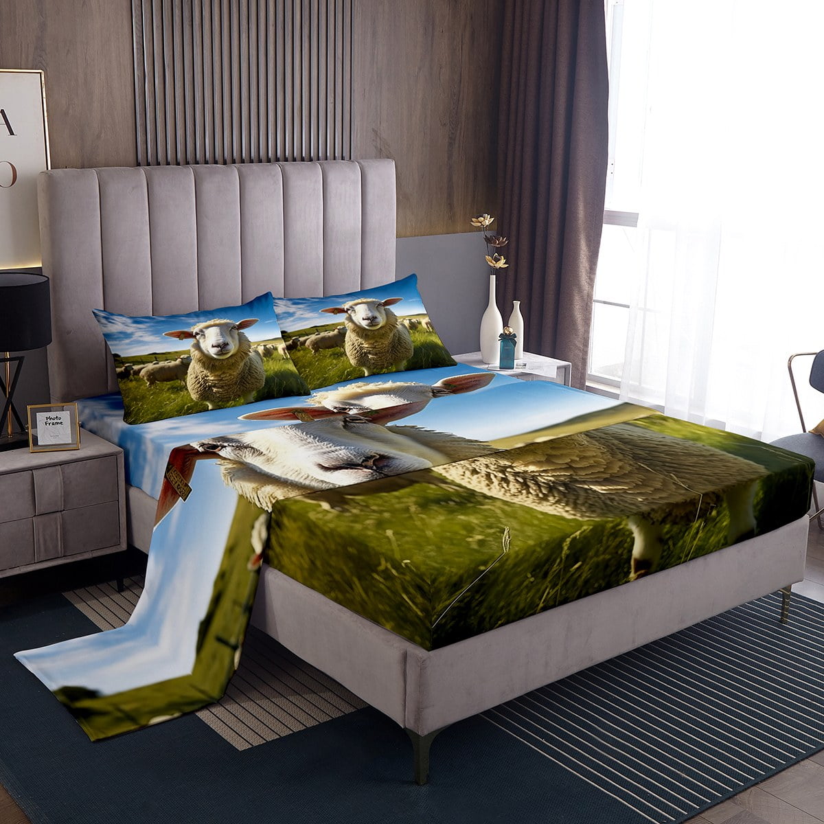 Erosebridal Kawaii Sheep Queen Sheets Farmhouse Animal Bed Sheets Set ...