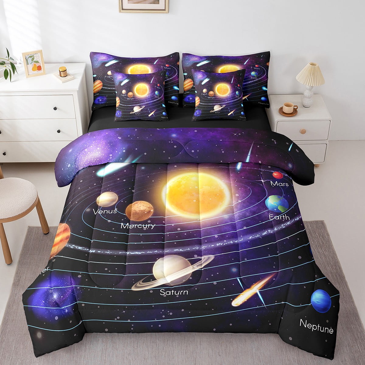 Outer Space Comforter Full Size, Solar System Bed In A Bag 7 Pieces ...
