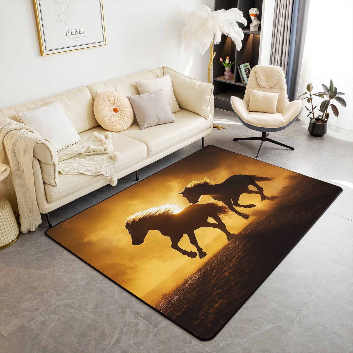 Erosebridal 3D Wild Horse Area Rug 3x5 Galloping Horse Carpet Farmhouse ...