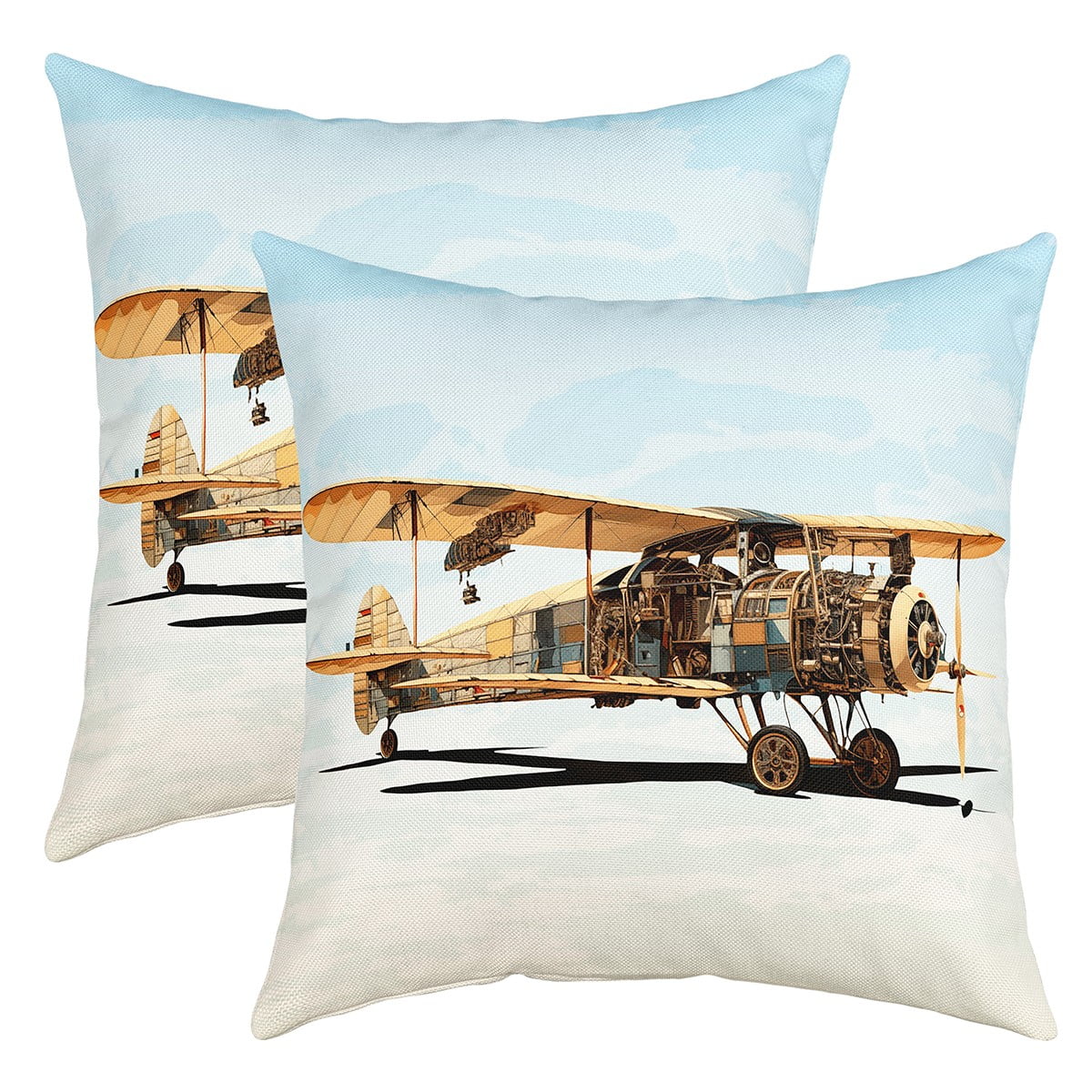 YST Kids Aircraft 20x20 Inch Set of 2 Throw Pillow Covers,Airplane ...