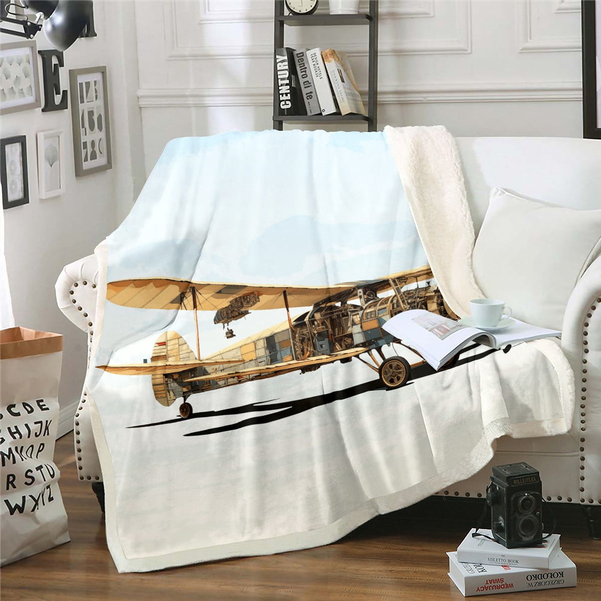 YST Kids Aircraft Throw Blanket Twin 60x80,Airplane Fleece Blanket for ...