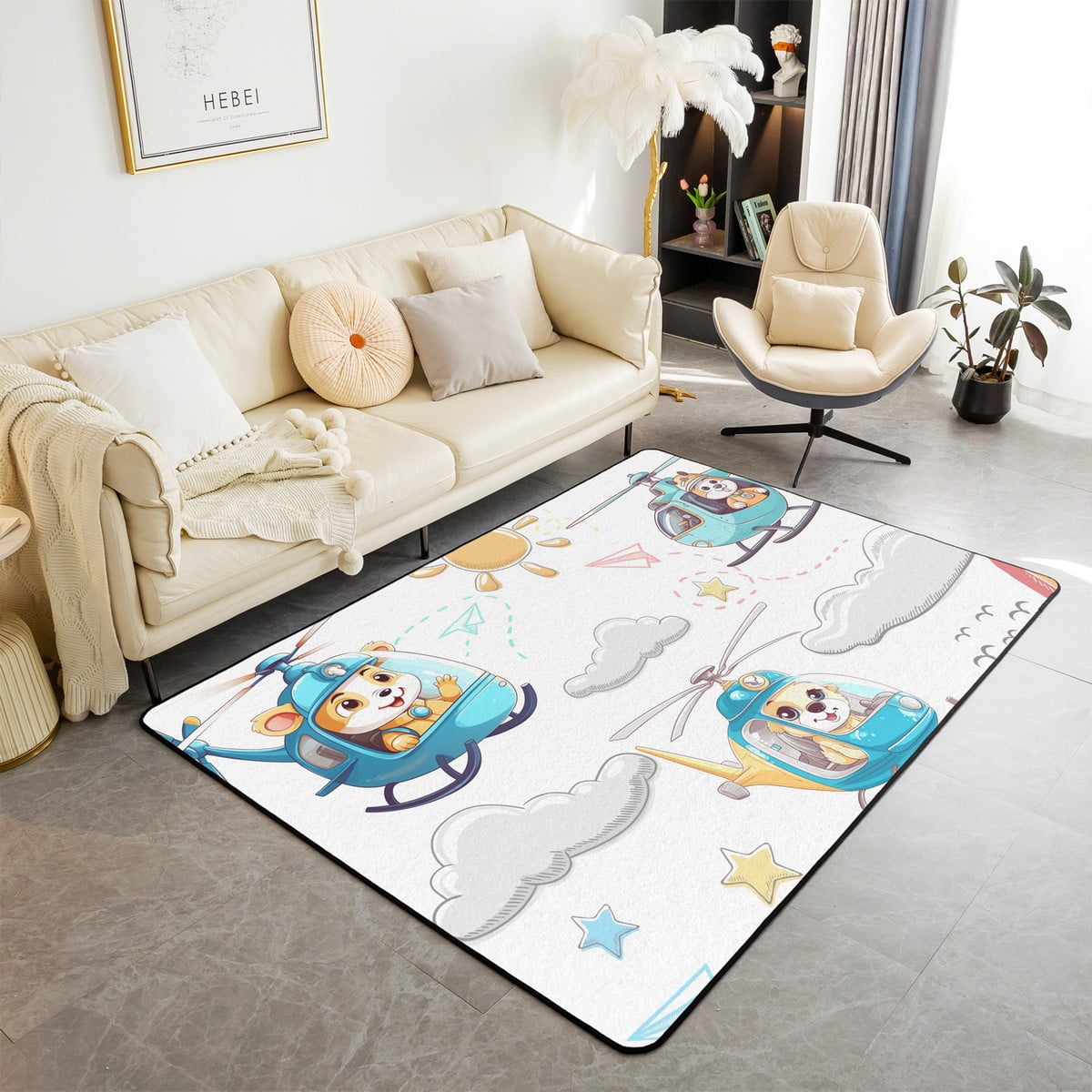 YST Kids Airplane Area Rug 3x5 for Bedroom Playroom,Cartoon Aircraft ...