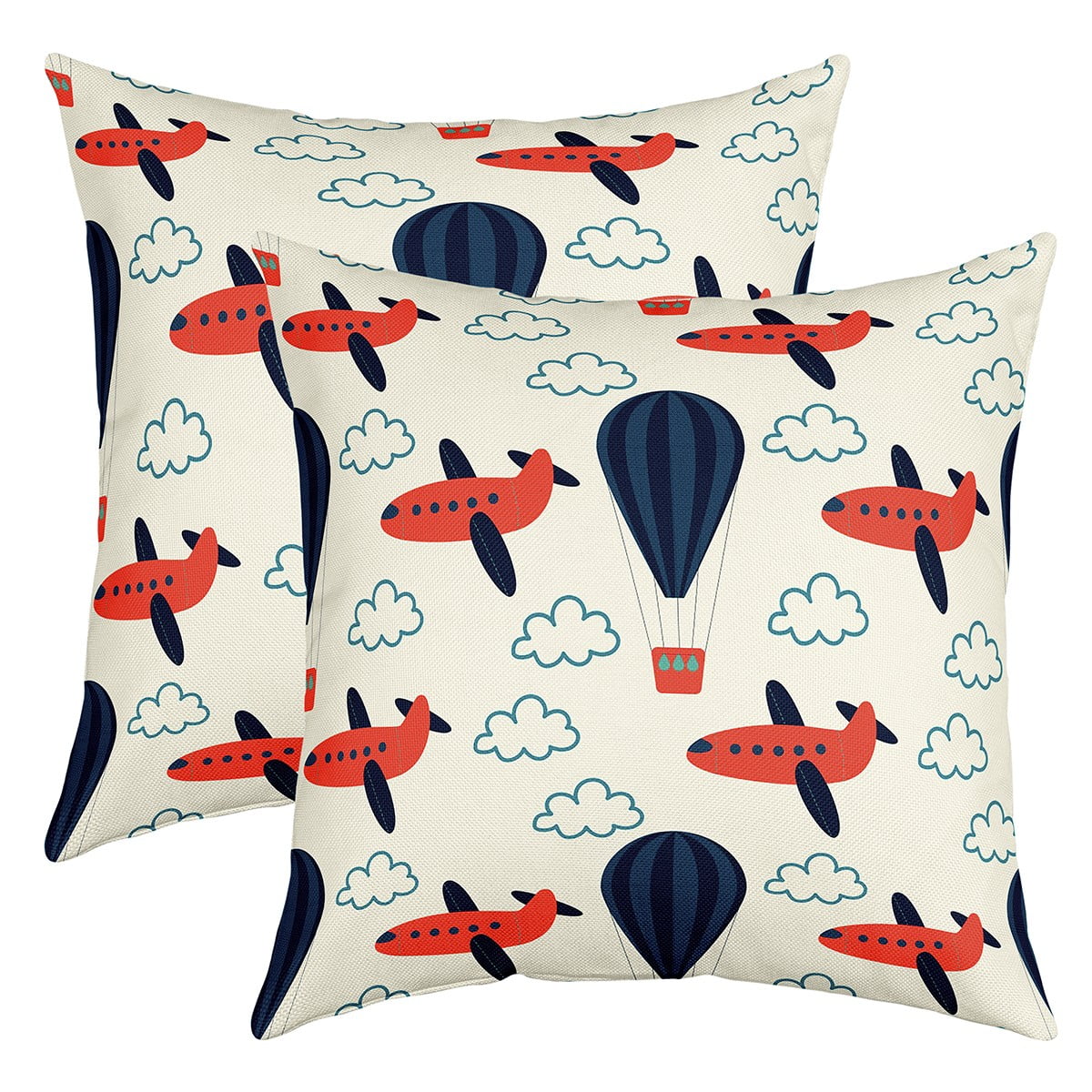 YST Kids Airplane Throw Pillow Covers 24x24 Inch Set of 2,Red Black ...