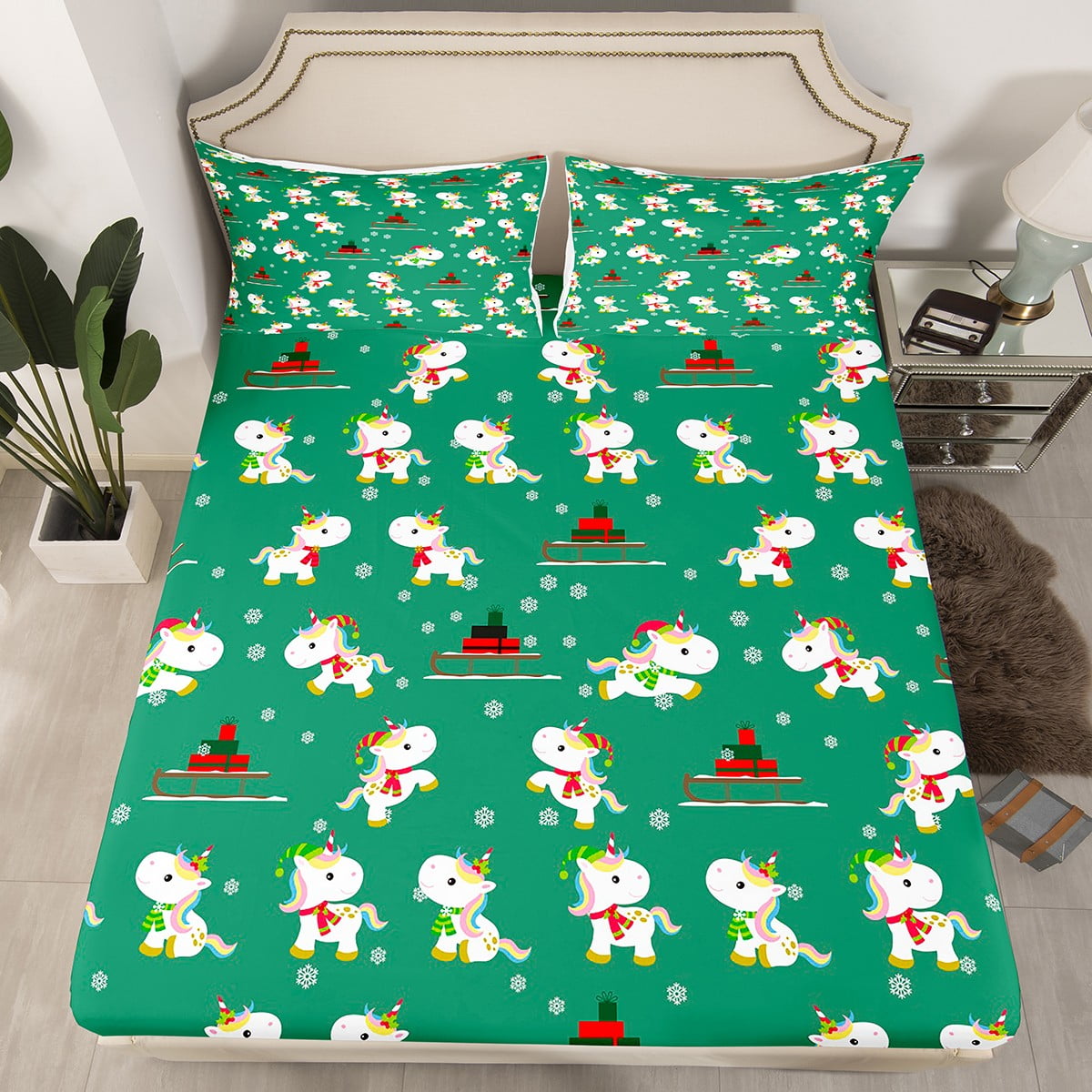 YST Kids Animal Theme Queen Fitted Sheet Cute Unicorn Sheets for Boys ...