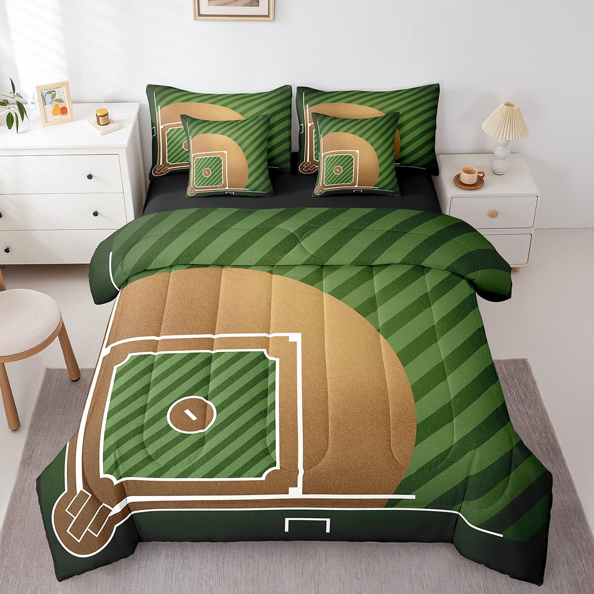 YST Kids Baseball Comforter 7 Pieces Bed In A Bag Queen Size Soft ...