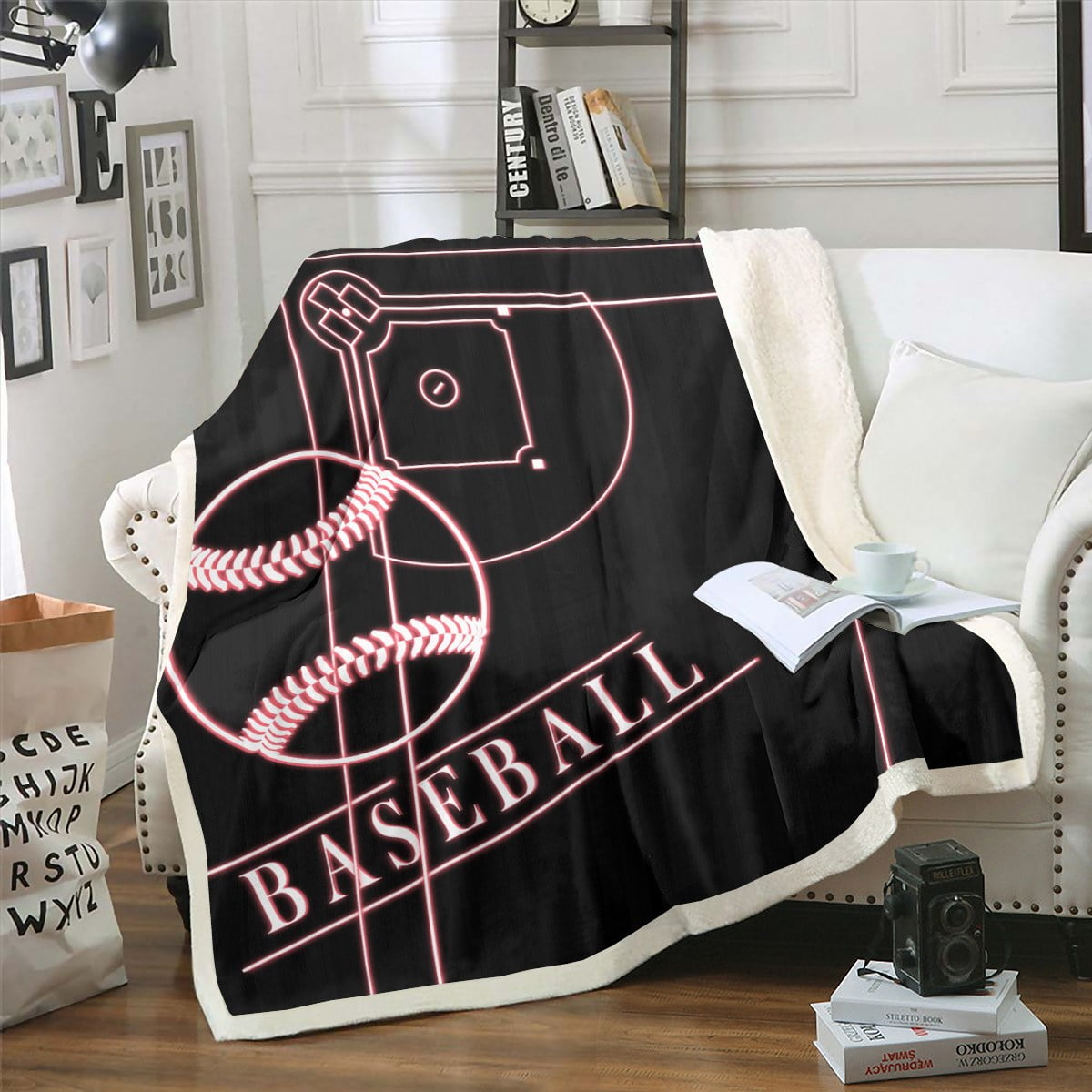 YST Kids Baseball Sherpa Blanket for Girls Pink Blanket, Ball Gamer ...