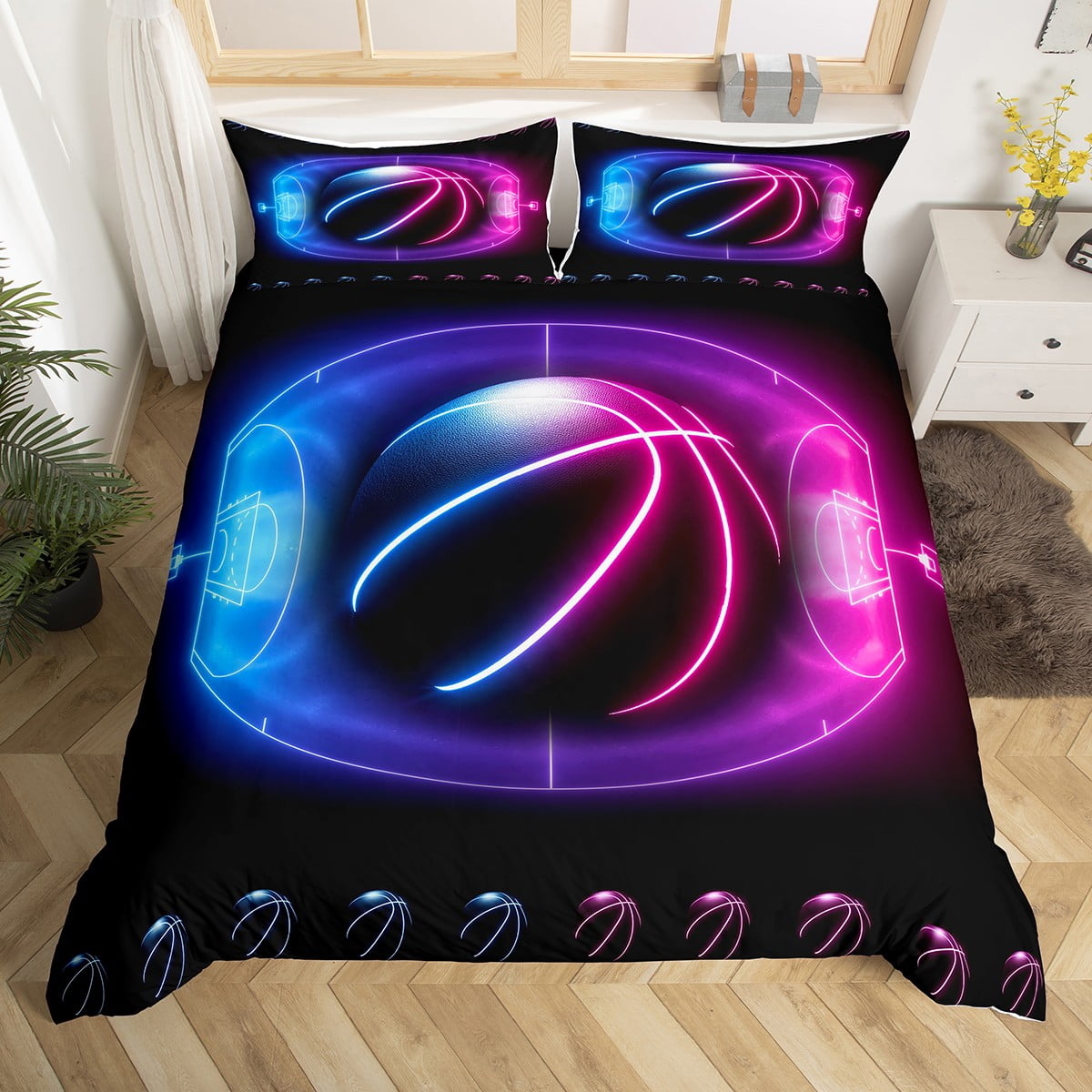 Erosebridal Basketball Duvet Cover,Gradient Ball Print Bedding Set for ...