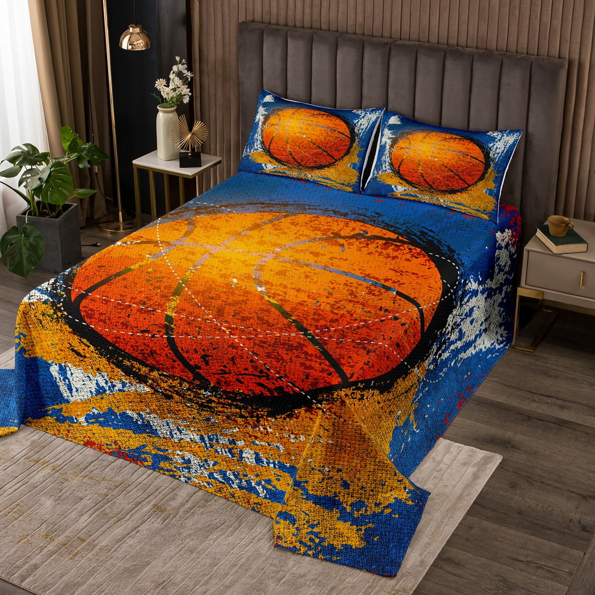 YST Kids Basketball Queen Quilt Set Girls Boys Sports Coverlet Set ...