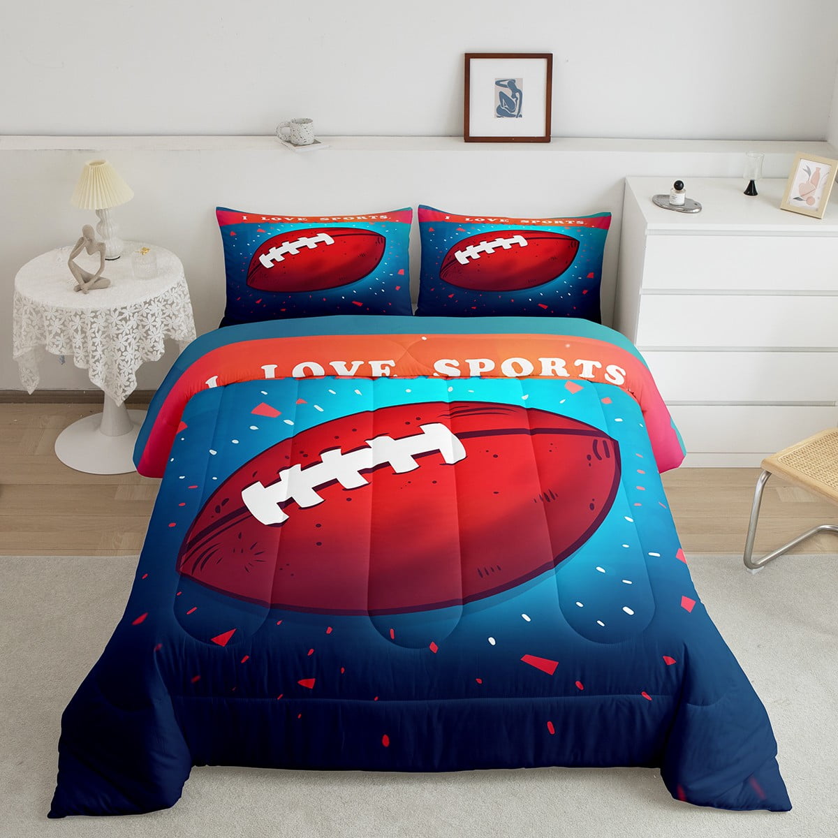 Bedding Full - American Football Comforter Set for Football Lovers ...