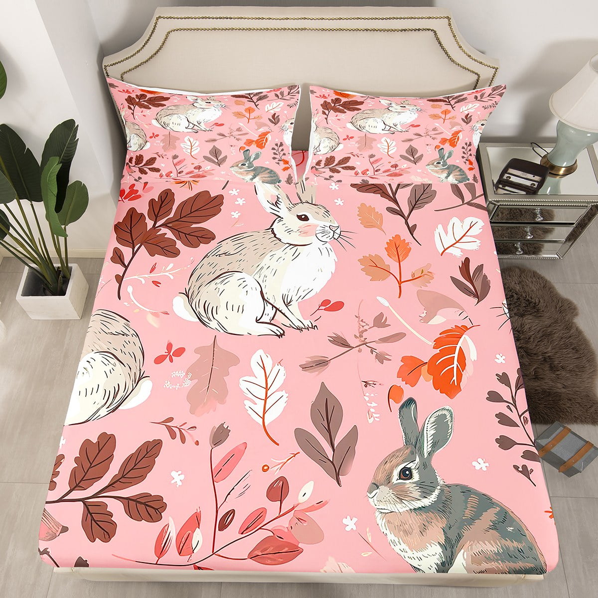 Erosebridal Bedding Set Cartoon Rabbit Bed Sheets Twin, Woodland ...