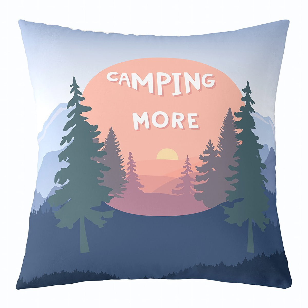 Camper Pillow Cover 22x22 Inch,Happy Camping Cushion Cover,Mountain ...