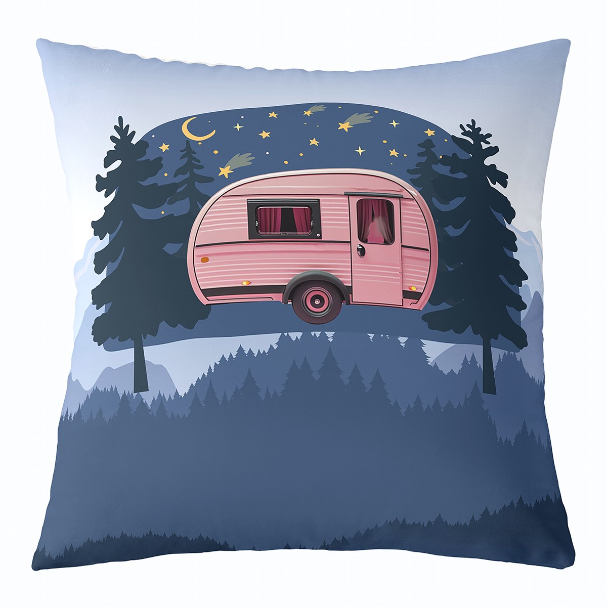 Camping Throw Pillow Cover 16x16 Inch,Pink Camper Car Cushion Cover ...
