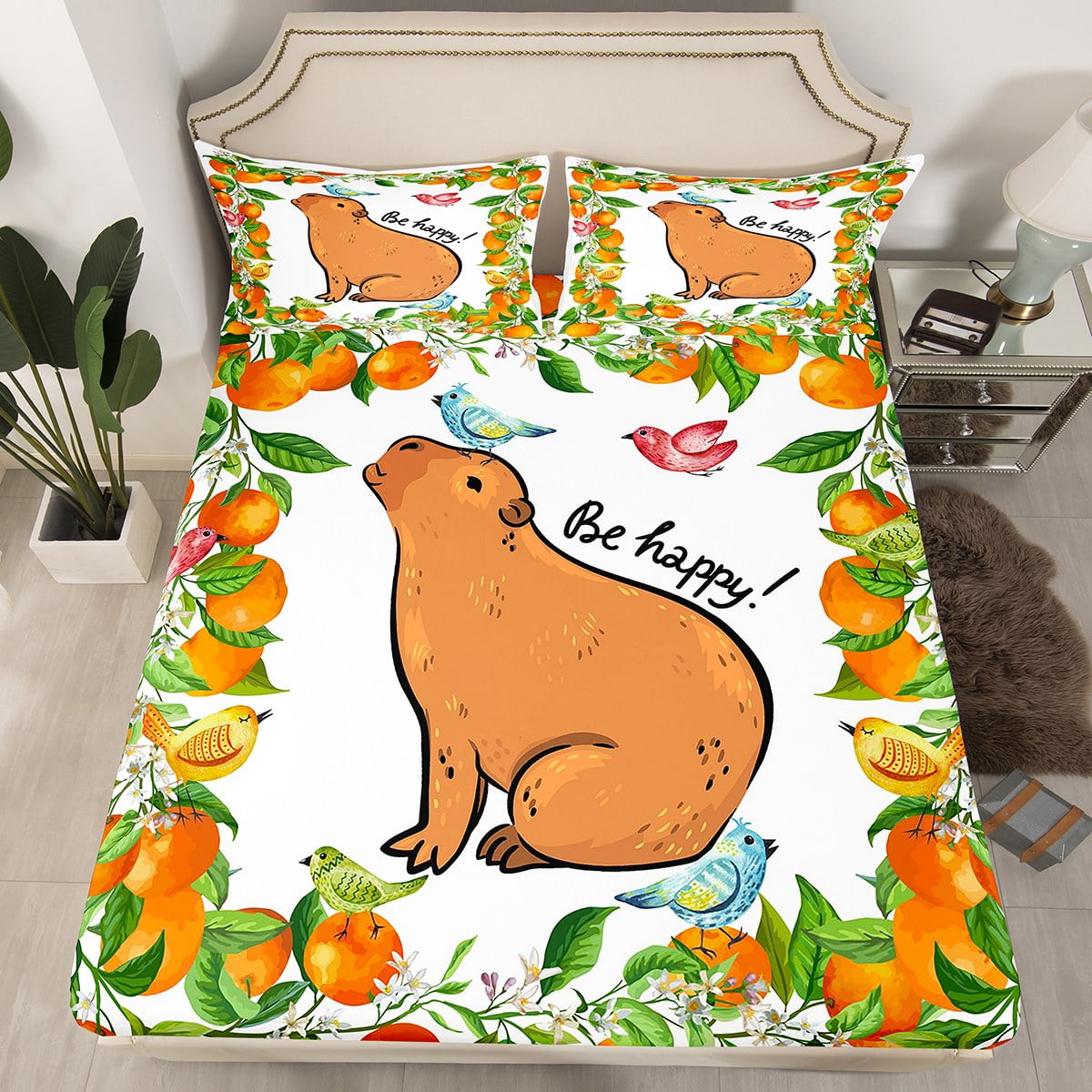 Erosebridal Capybara Bed Sheets Queen Size Cute Capybaras Fitted Sheet ...