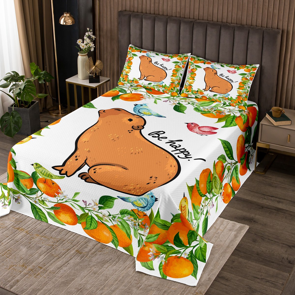 Capybara Bedspread Twin Size Cute Capybaras Quilt Set Gifts for ...