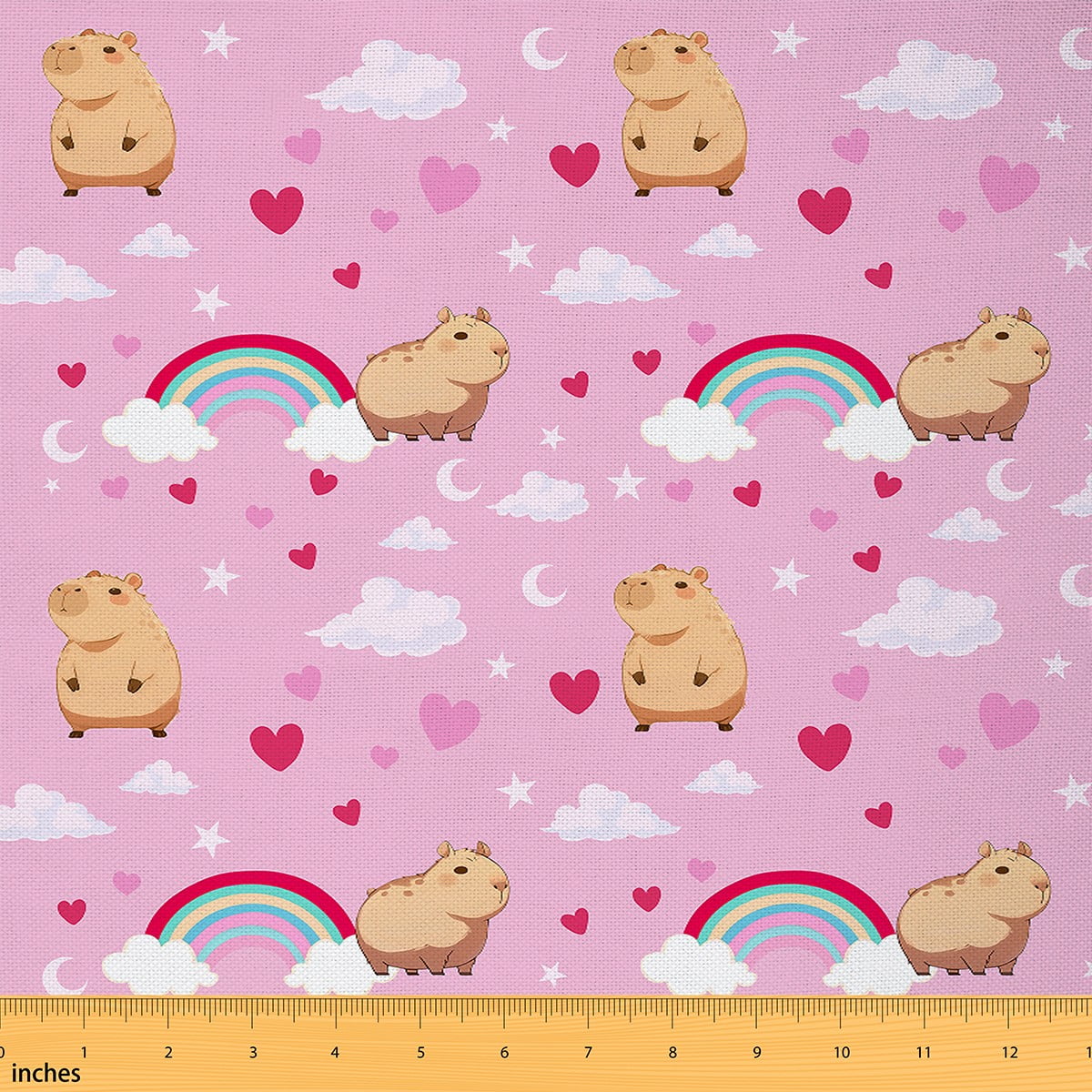 YST Kids Capybara Fabric by The Yard Rainbow Animal Upholstery Fabric ...