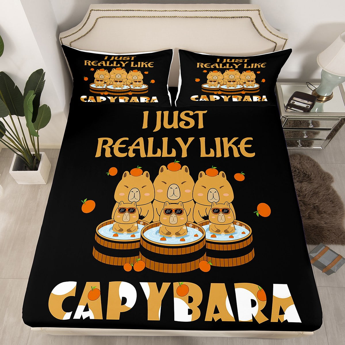 YST Kids Capybara Fitted Sheet Queen Size, Cute Capybara Bed Sheets ...