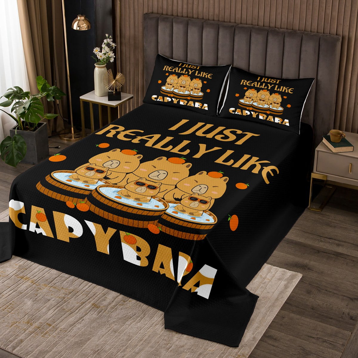 Capybara Quilt Set Queen Size, Cute Capybara Bedspread Gifts for ...