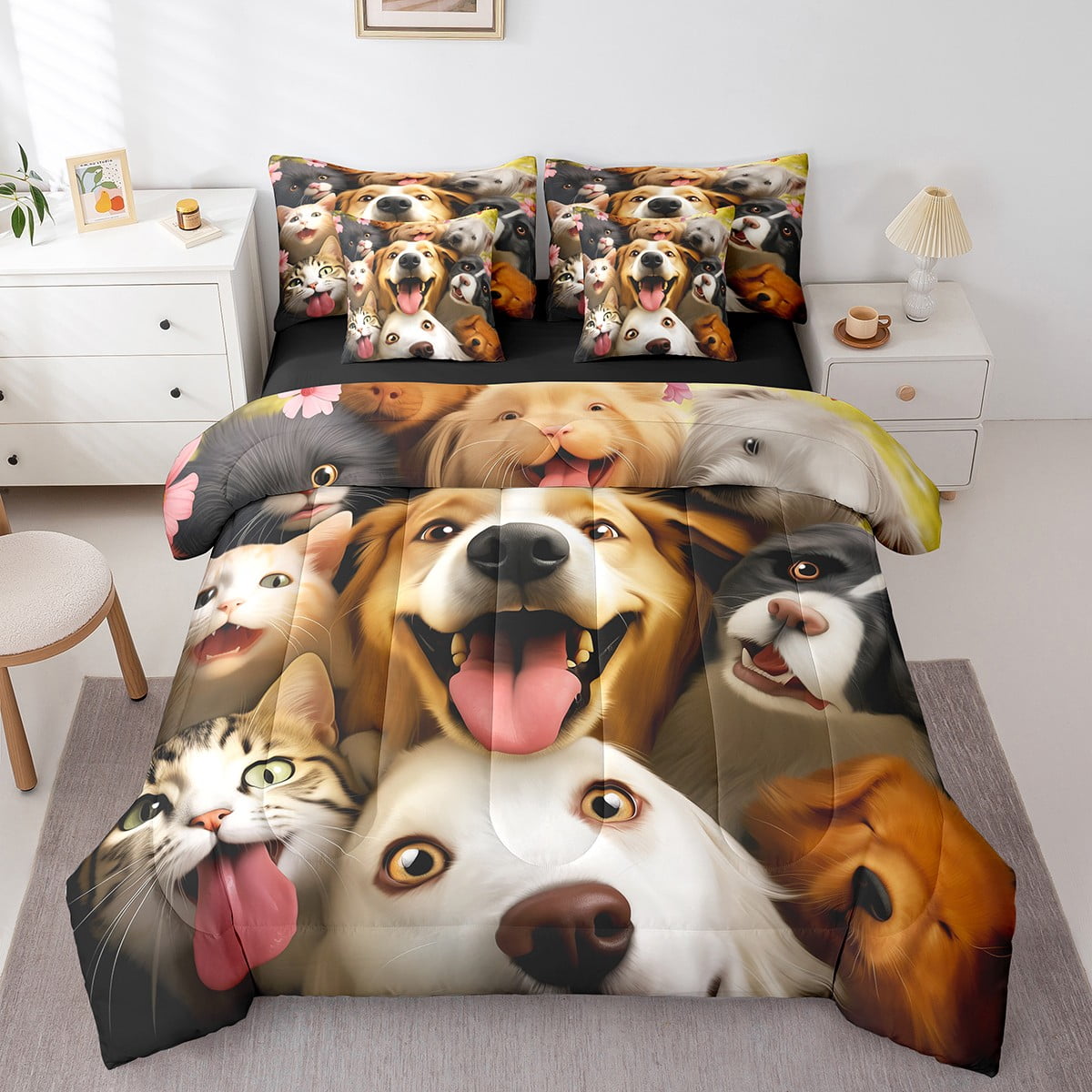 Erosebridal Cartoon Animal Bedding Comforter Sets 7 Pieces Kawaii Dog ...