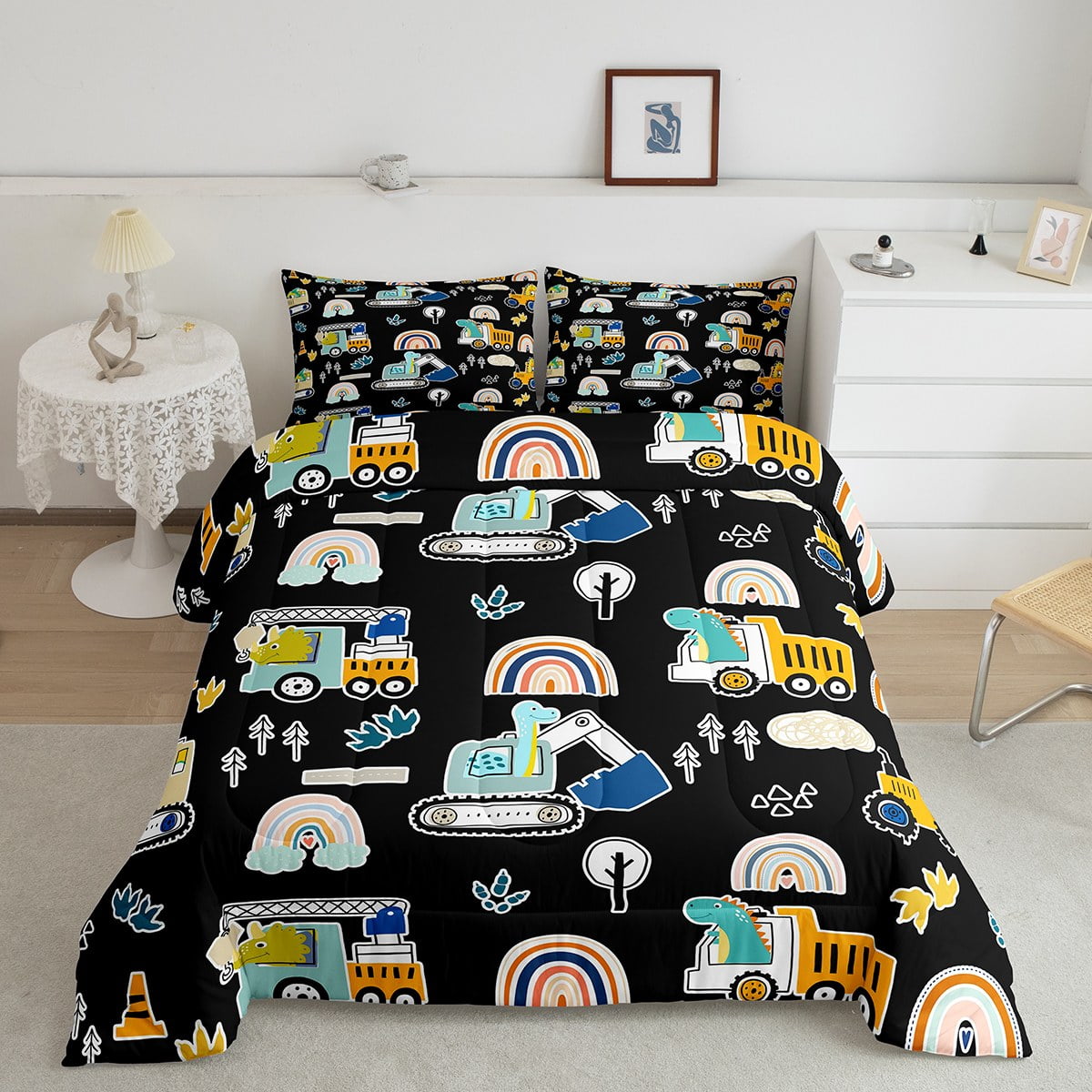 Erosebridal Cartoon Car Comforter Set Kawaii Dinosaur Bedding ...