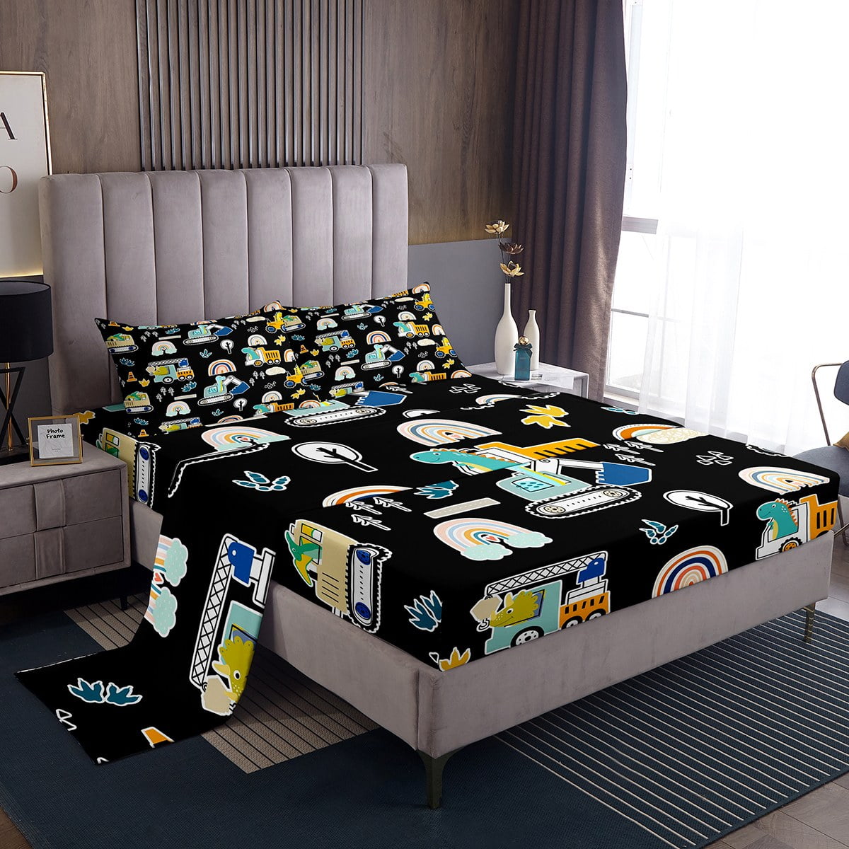 YST Kids Cartoon Car Sheet Set Kawaii Dinosaur Sheets for Boys ...