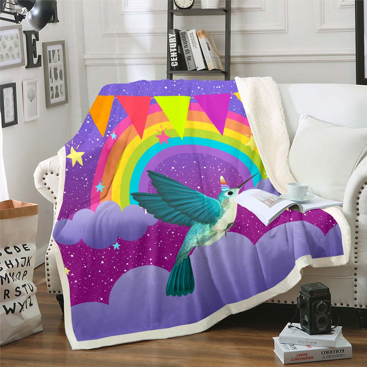 Cartoon Kawaii Galaxy Stars Fantasy Throw Blanket Sherpa Blanket Cute ...