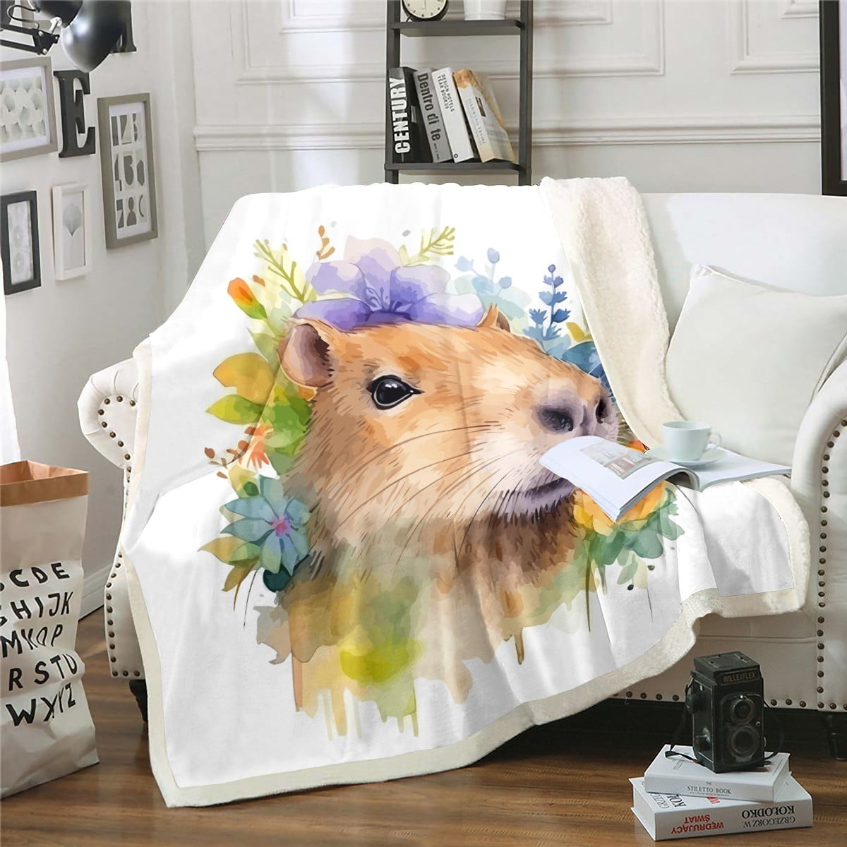 YST Kids Cartoon Throw Blanket Twin 60"X80" Watercolor Capybara Fleece ...