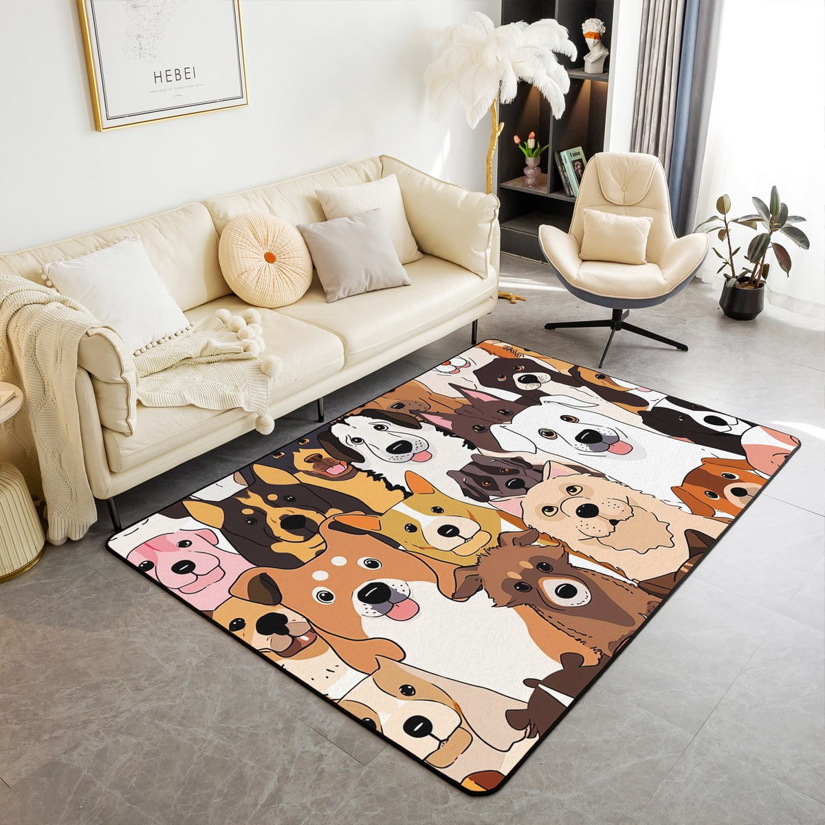 Erosebridal Colorful Puppy Area Rug 3x5 Cartoon Dog Carpet For Cute Dog ...