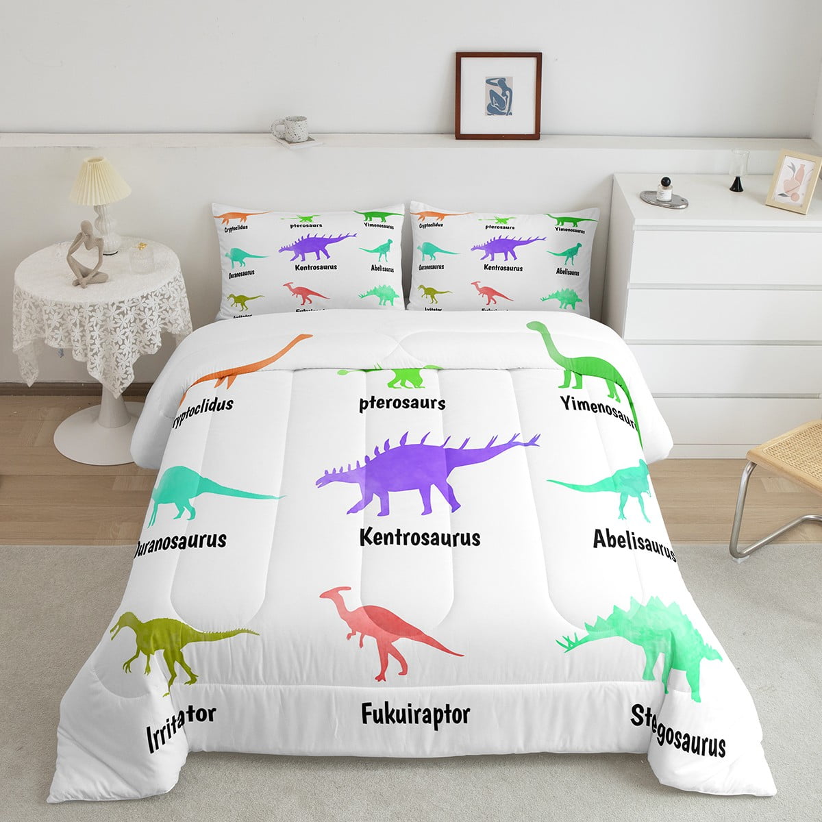 YST Kids Comforter Sets,Dino King Size Bedding Set for Boys Child,Set of Ancient Dinosaur ...