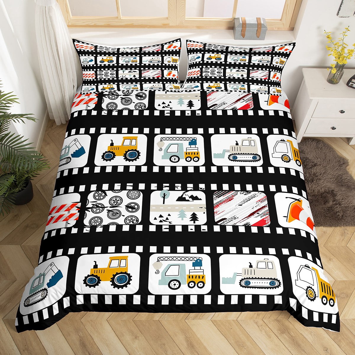 Erosebridal Construction Duvet Cover Queen Truck Tractor Bedding Set ...