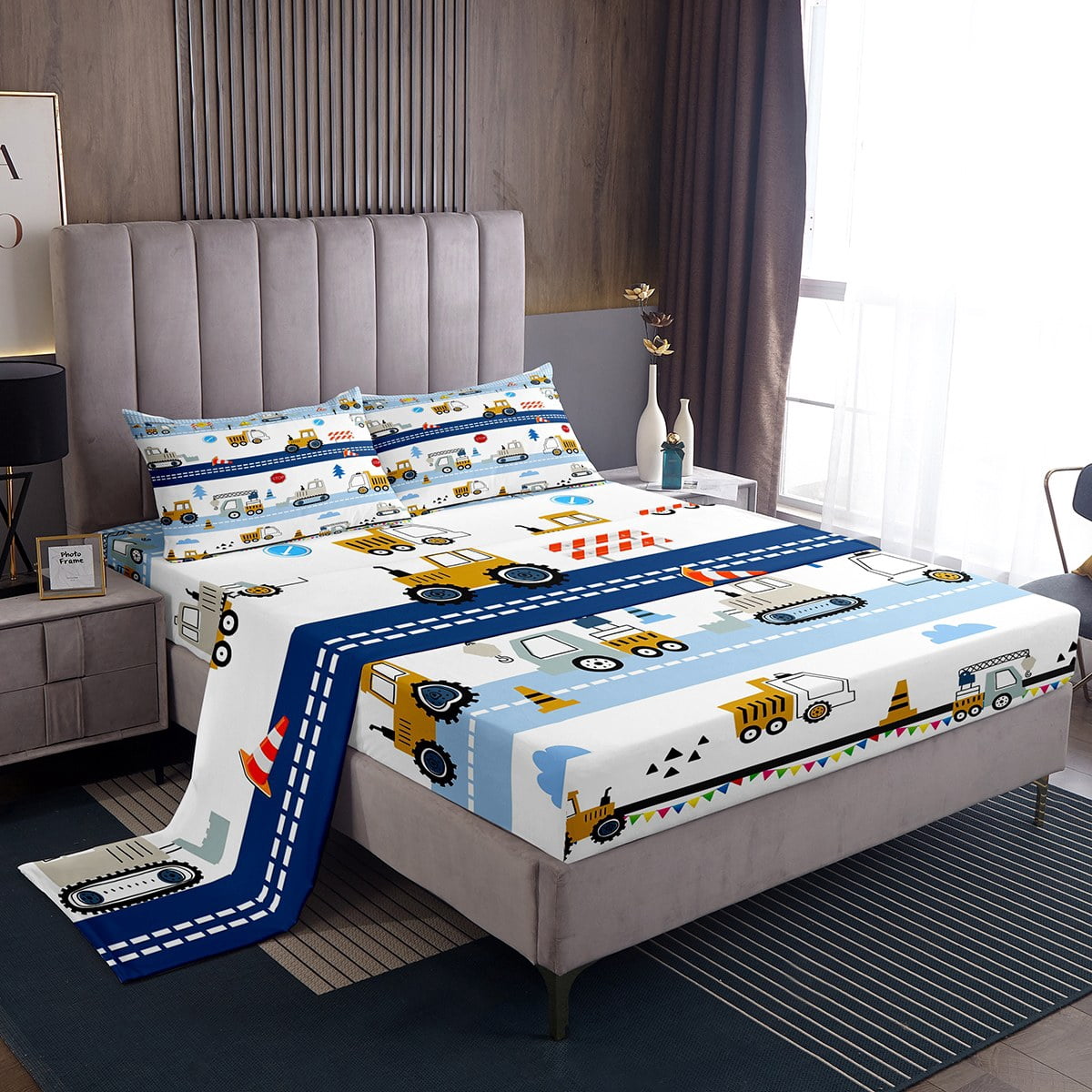 Erosebridal Construction Sheet Set Queen Truck Bed Sheets Cartoon Cars ...