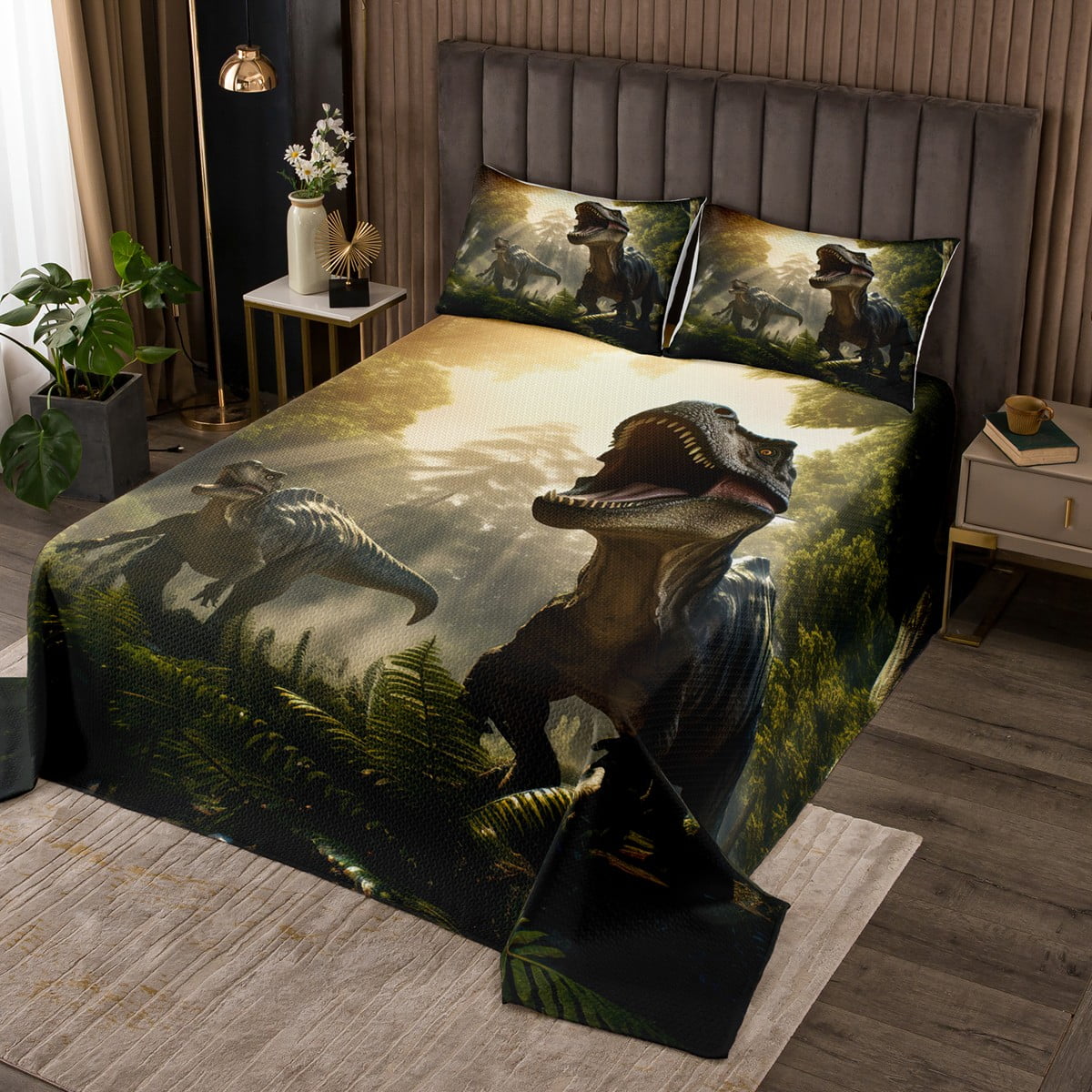 Coverlet Set 3D Dinosaur Bedspread Set Cartoon Dinos Gifts Quilt Set ...