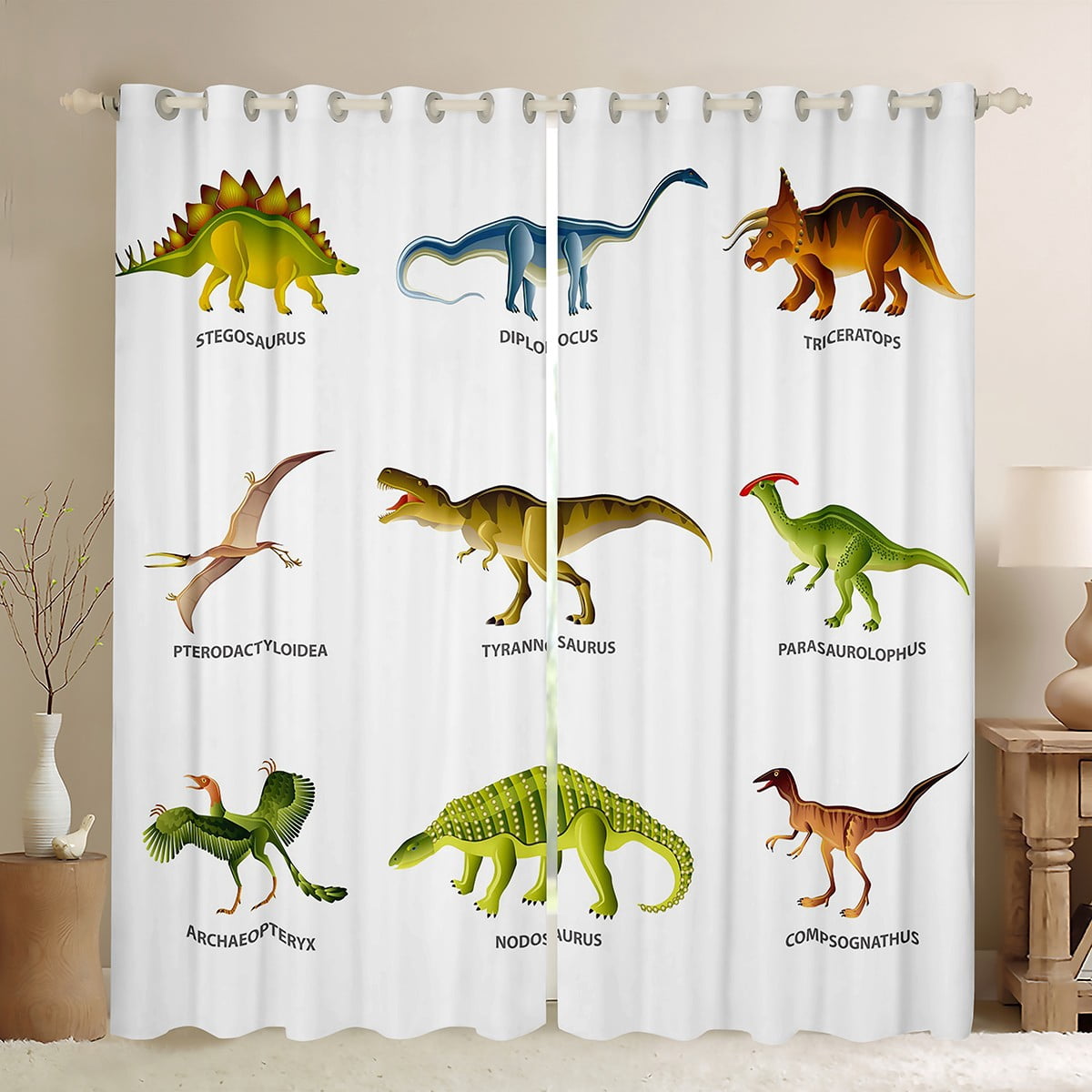 Erosebridal Curtains 52x84 inch,Dino Blackout Curtains,Set of Ancient ...