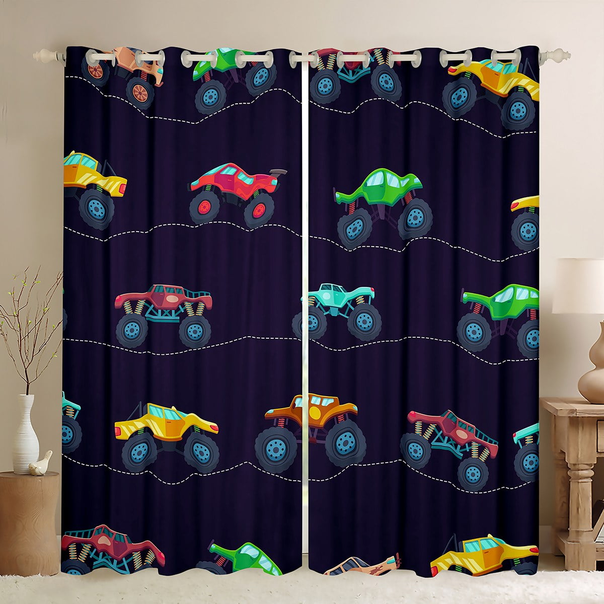 YST Kids Curtains & Drapes 38"Wx54"L Truck Curtains For Boys Bedroom ...