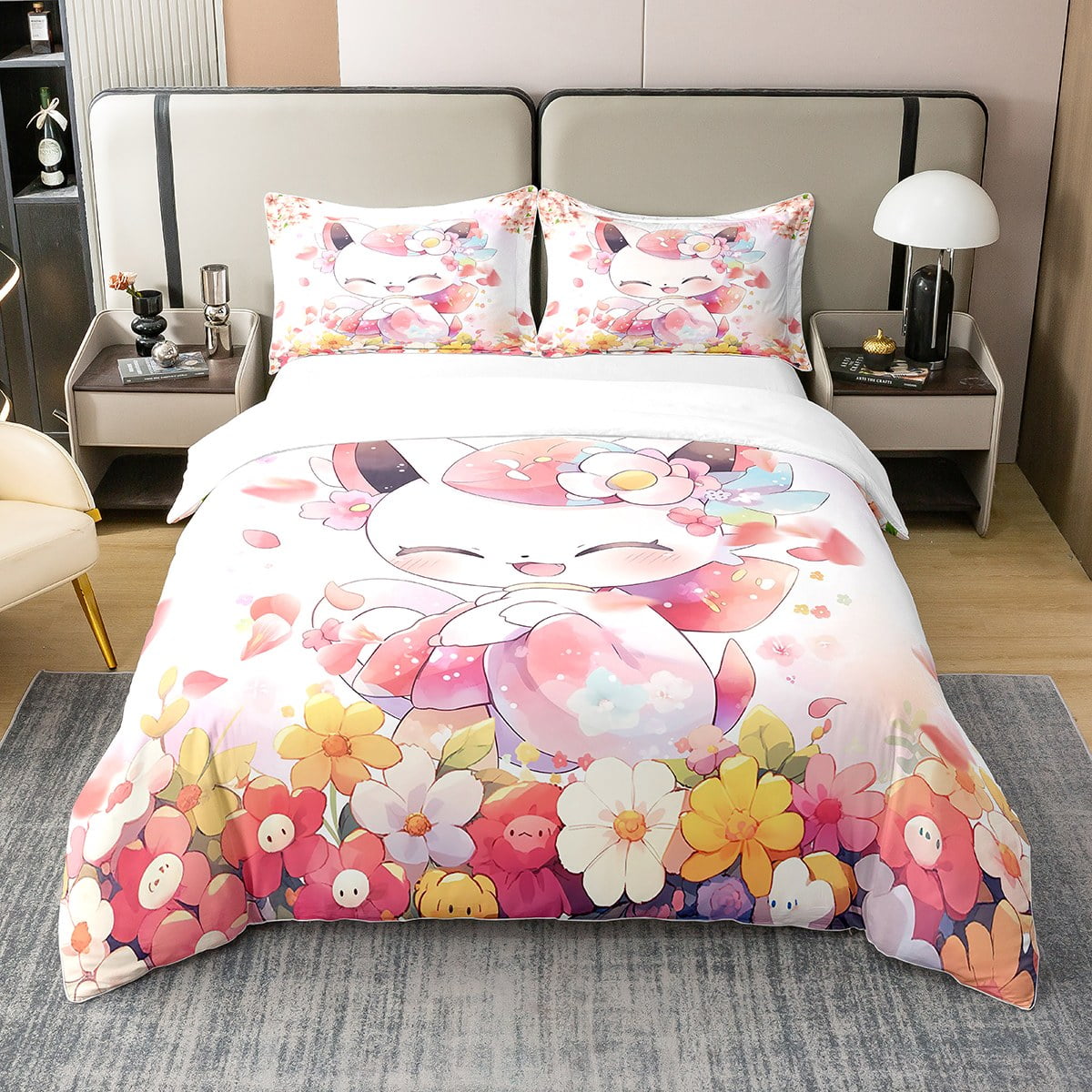 Erosebridal Cute 100% Cotton Bedding Set Cartoon Kitten Duvet Cover ...